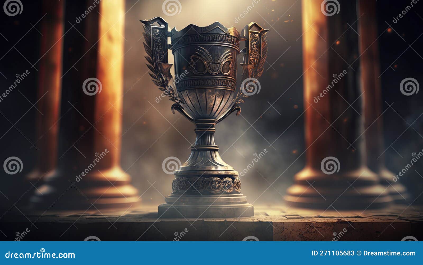 Olympic Cup Winner with Columns. Generative AI. Stock Image - Image of ...