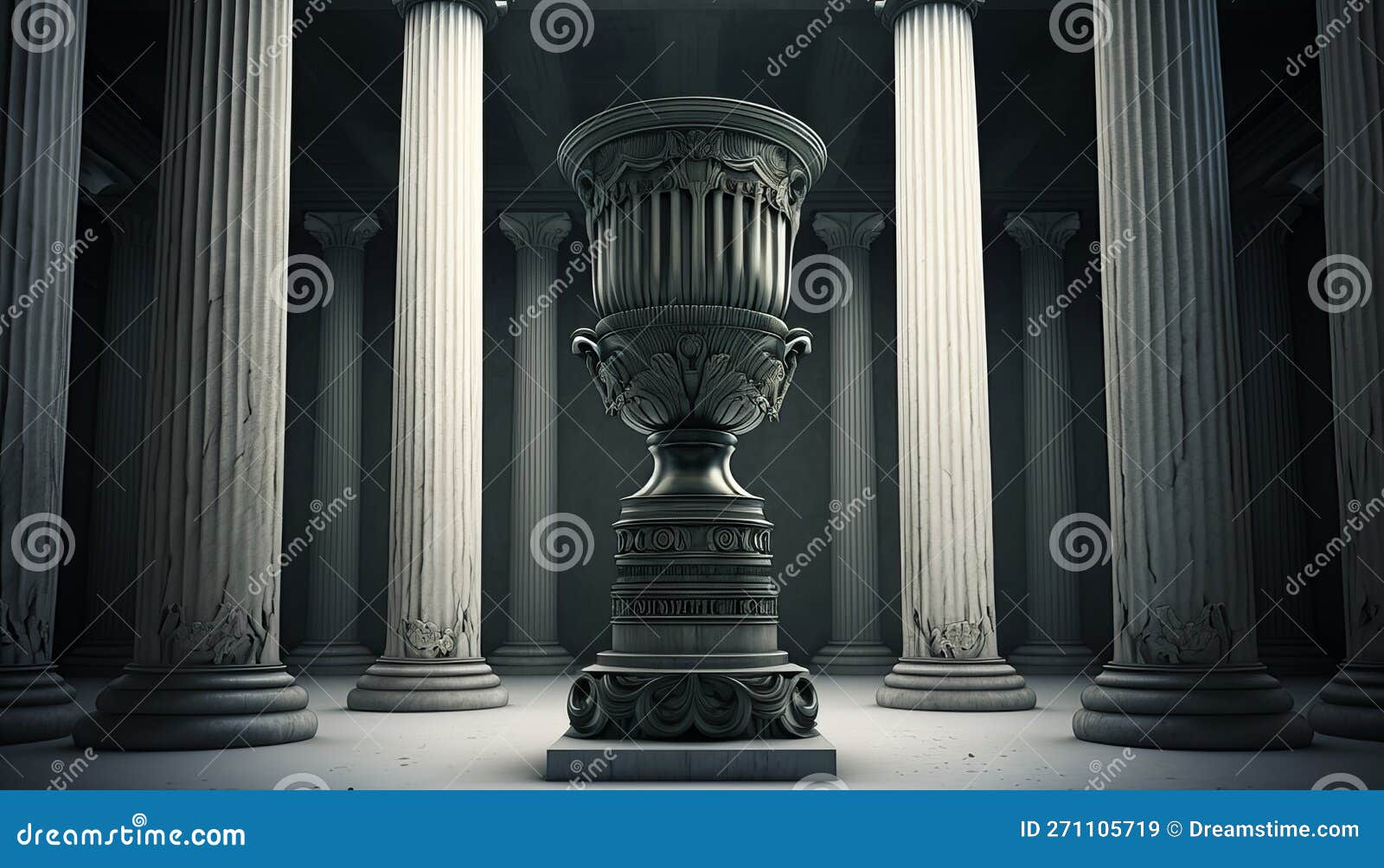 Olympic Cup Winner with Columns. Generative AI. Stock Illustration ...