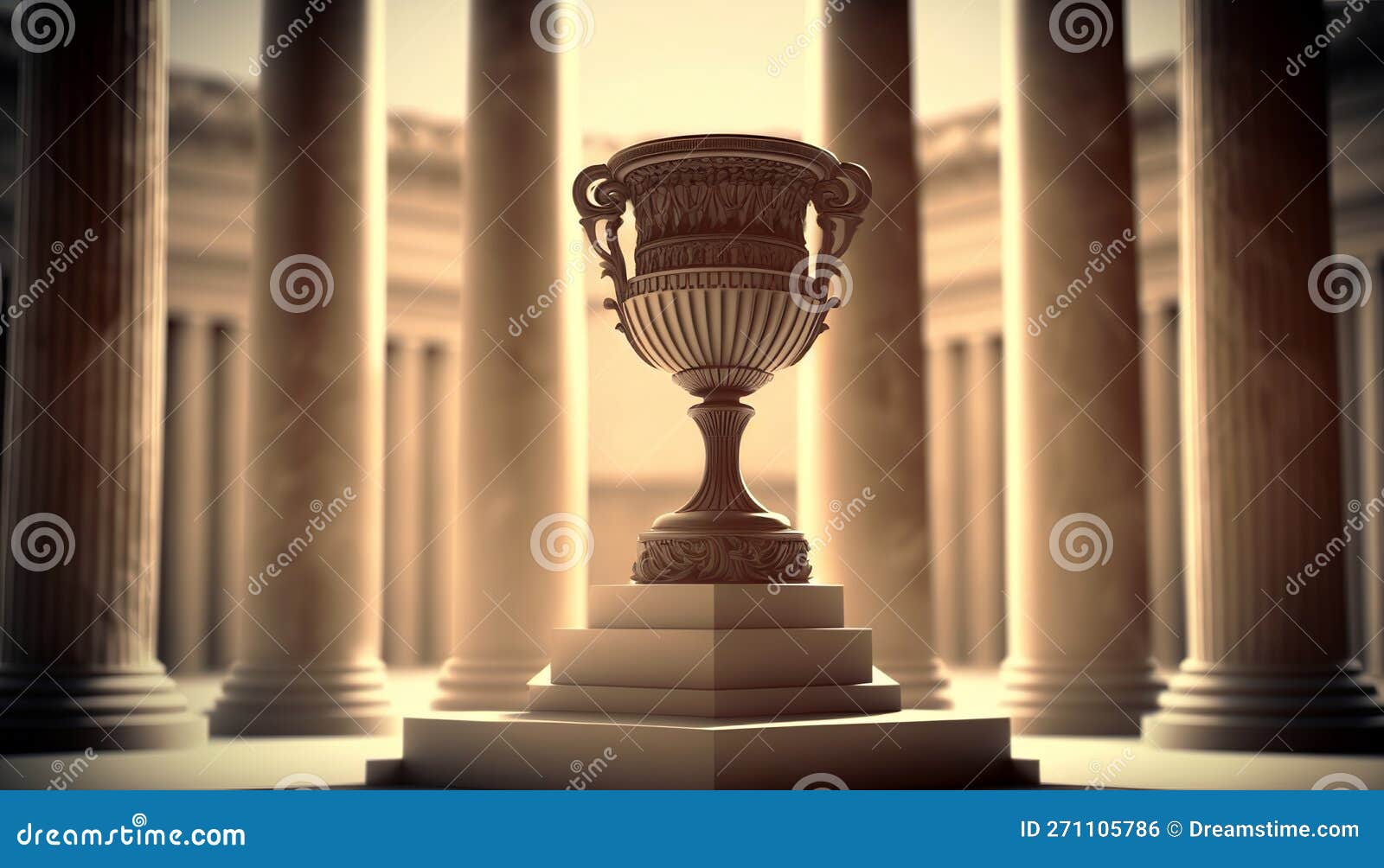 Olympic Cup Winner with Columns. Generative AI. Stock Illustration ...