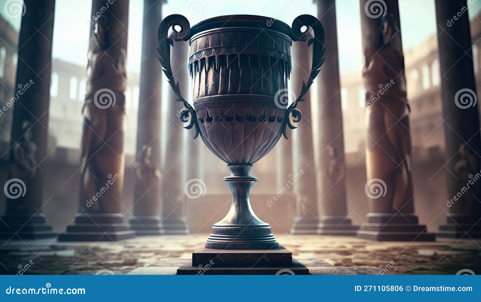 Olympic Cup Winner with Columns. Generative AI. Stock Illustration ...