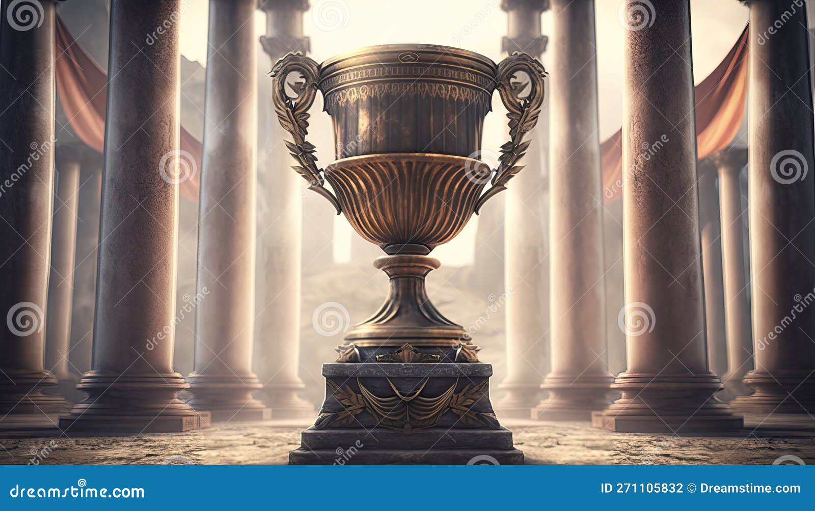 Olympic Cup Winner with Columns. Generative AI. Stock Illustration ...