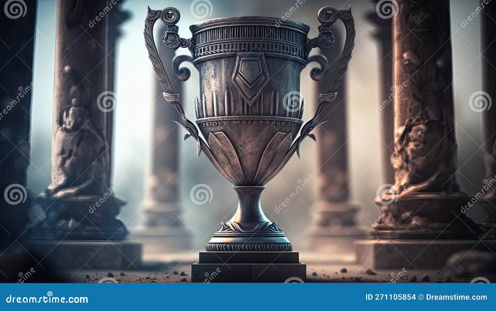 Olympic Cup Winner with Columns. Generative AI. Stock Illustration ...