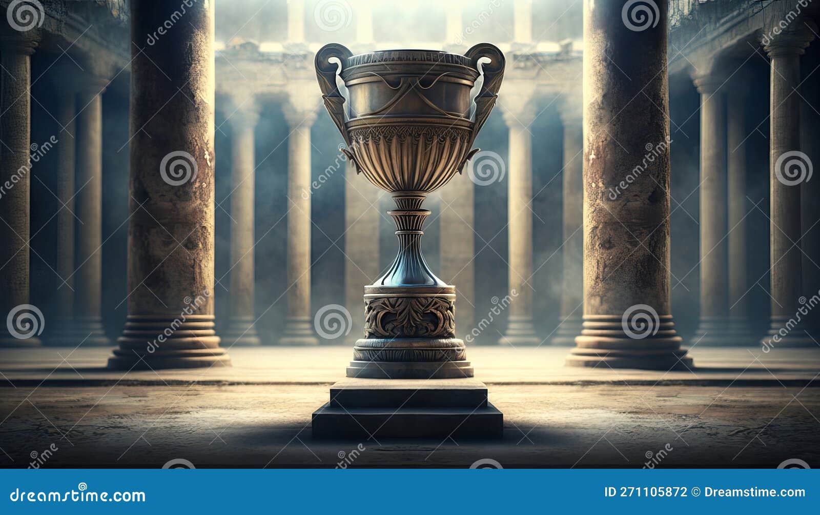 Olympic Cup Winner with Columns. Generative AI. Stock Illustration ...