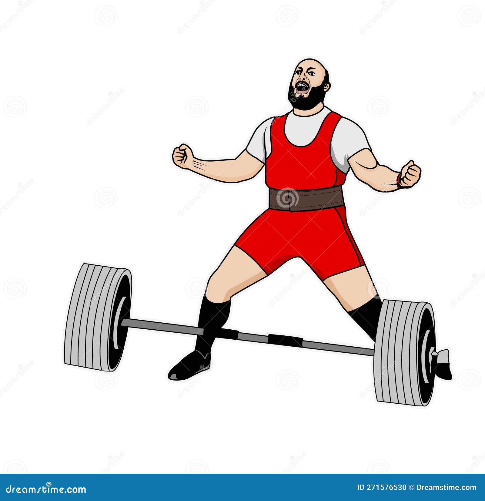Olympic Deadlifter Yelling after or before Lifting Vector Illustration ...