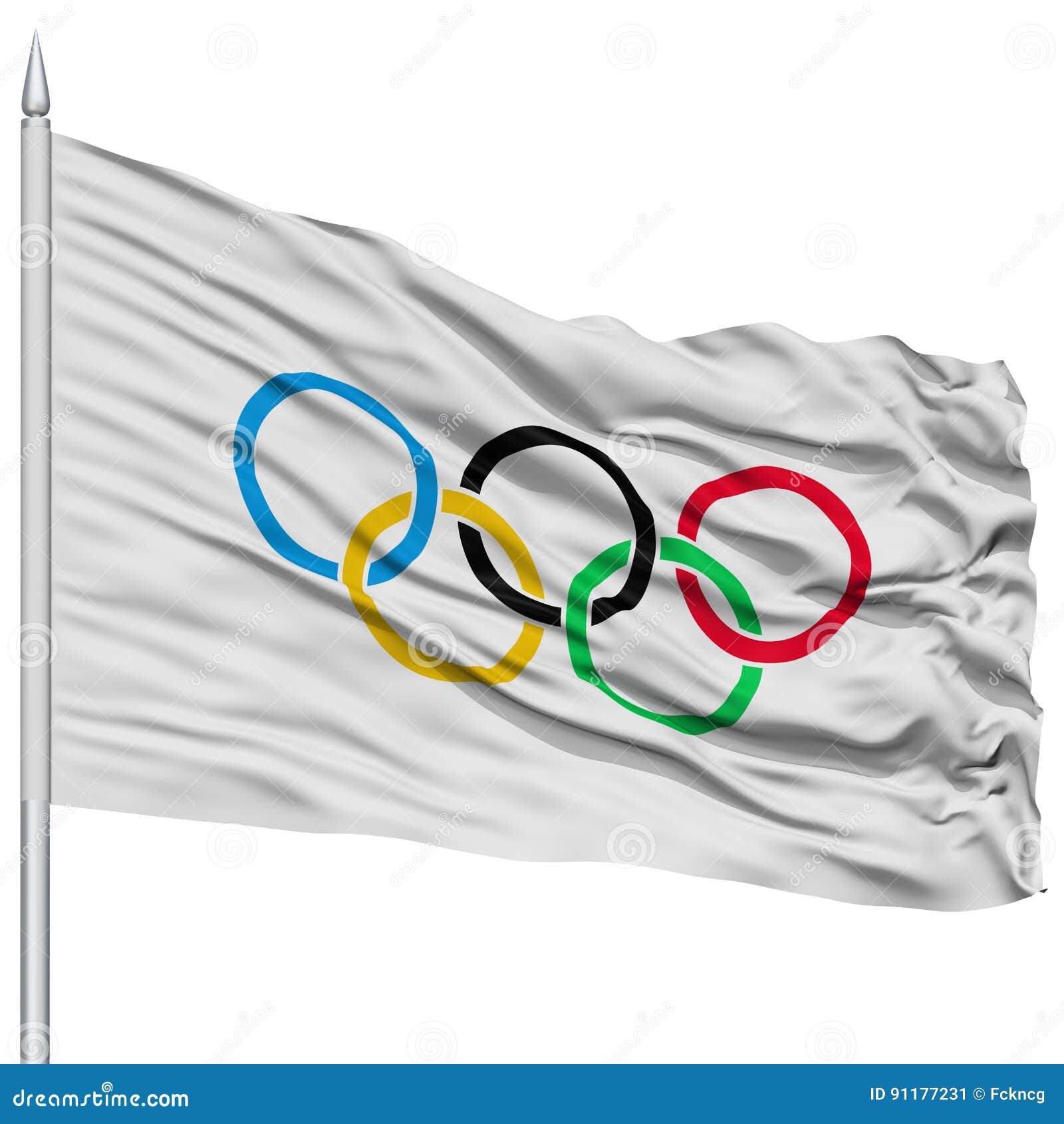 Olympic Flag on Flagpole editorial photo. Illustration of isolated ...