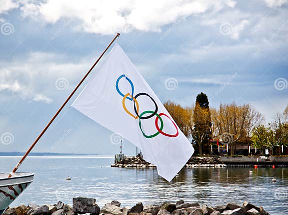 Olympic Flag at Olympic Museum Editorial Photography - Image of nature ...