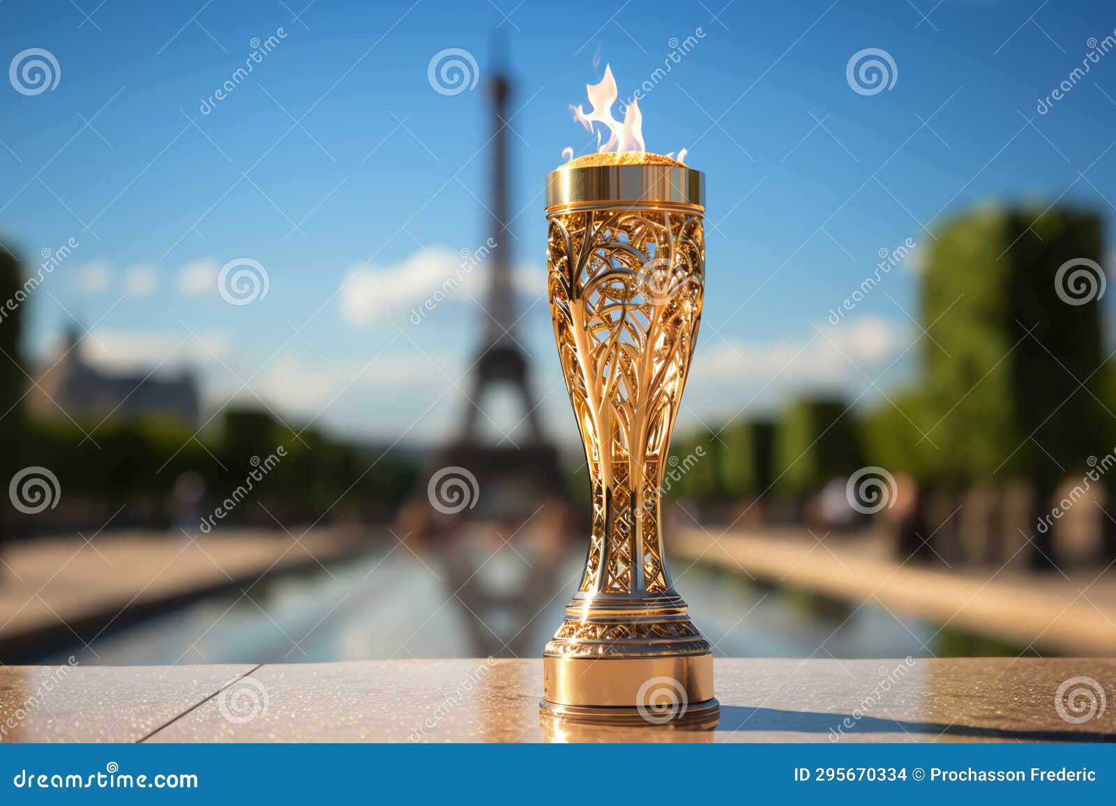 Olympic Flame in Front of Eiffel Tower in Paris, AI Generated Editorial ...