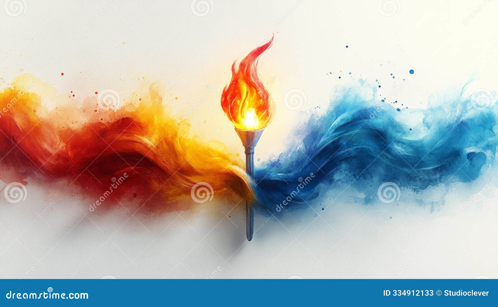 Olympic Flame with Red and Blue Fire Generative AI Stock Illustration ...