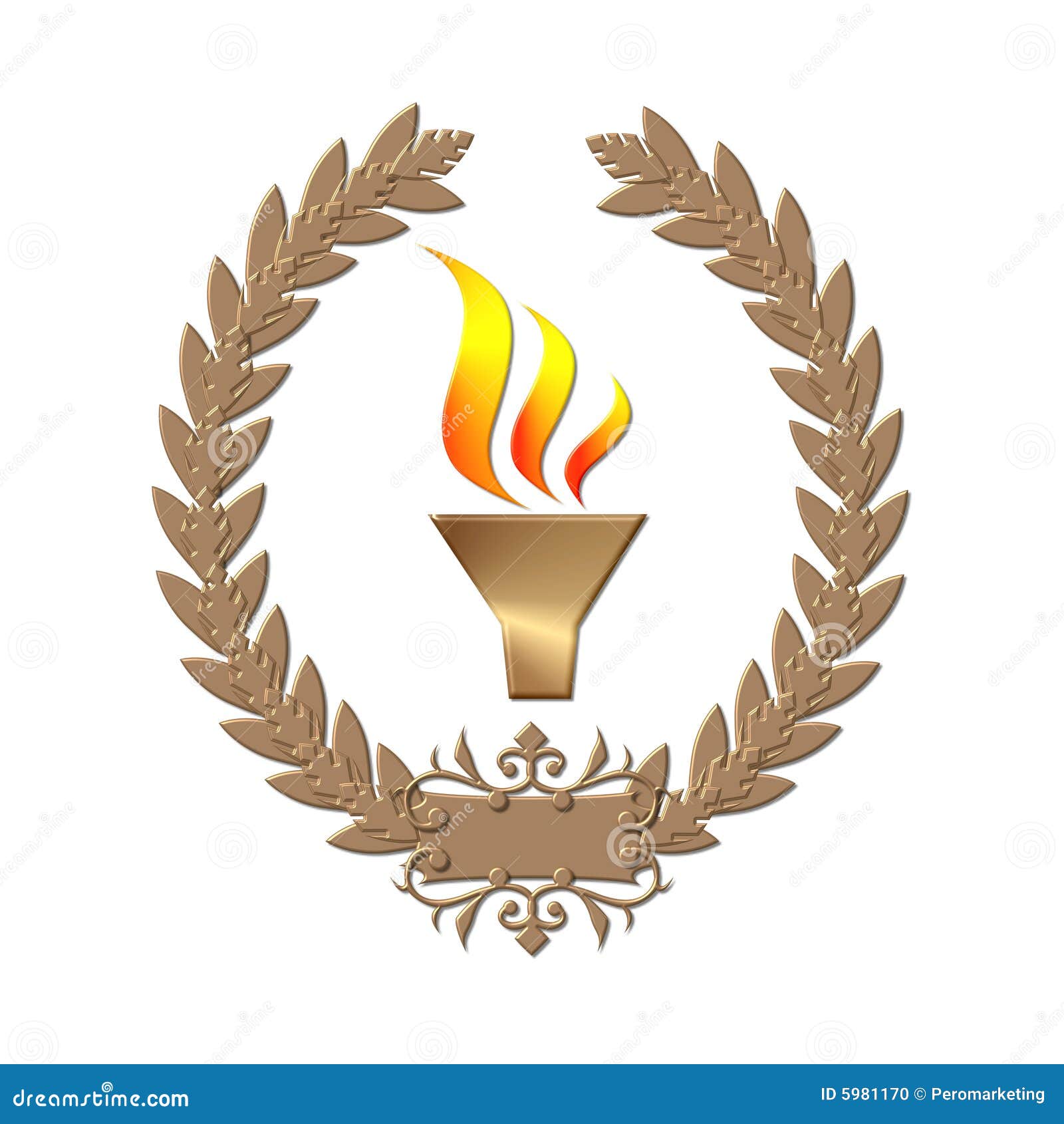 Olympic flame and wreath stock illustration. Illustration of ...