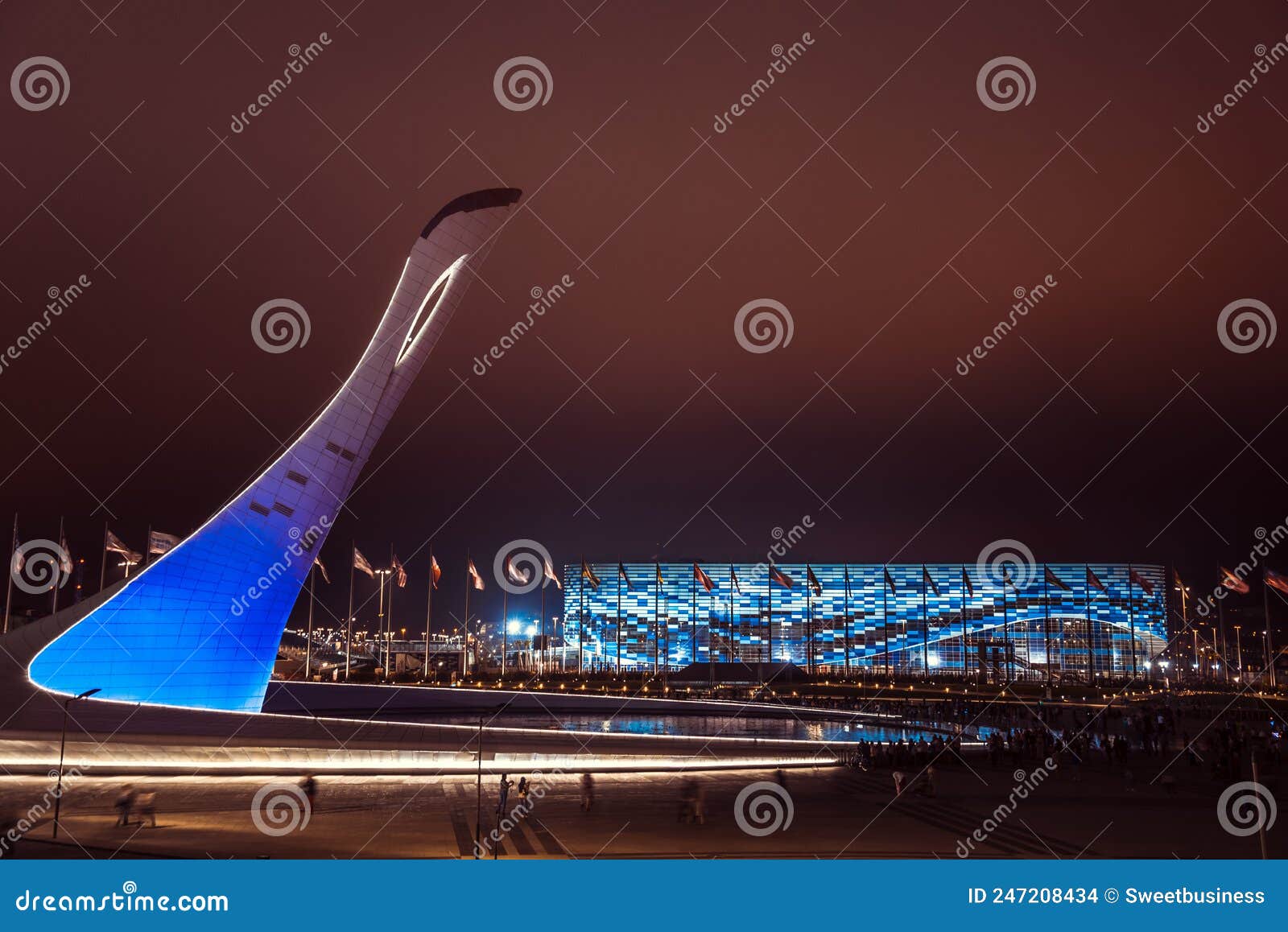 Olympic Park in Sochi. Night View Stock Photo - Image of venue, view ...