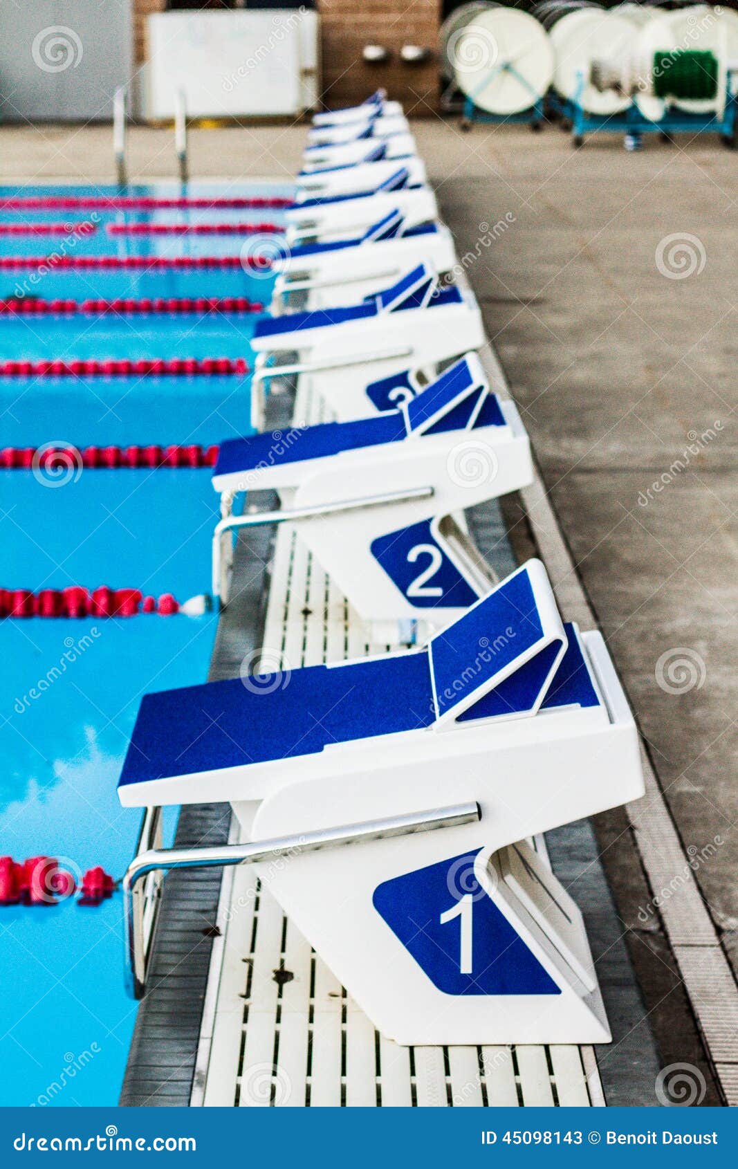 Olympic Pool Starting Blocks Stock Image - Image of liquid, exterior ...