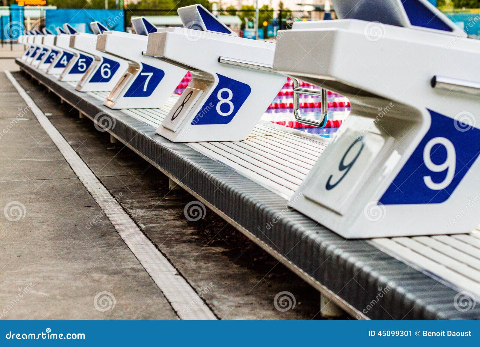 Olympic Pool Starting Blocks Stock Image - Image of competition, lane ...