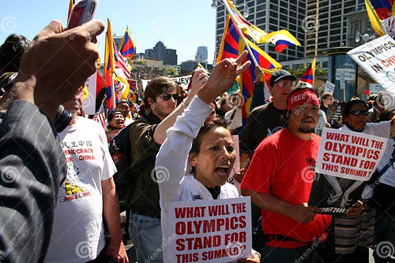 Olympic Protest San Francisco Editorial Photography - Image of ...