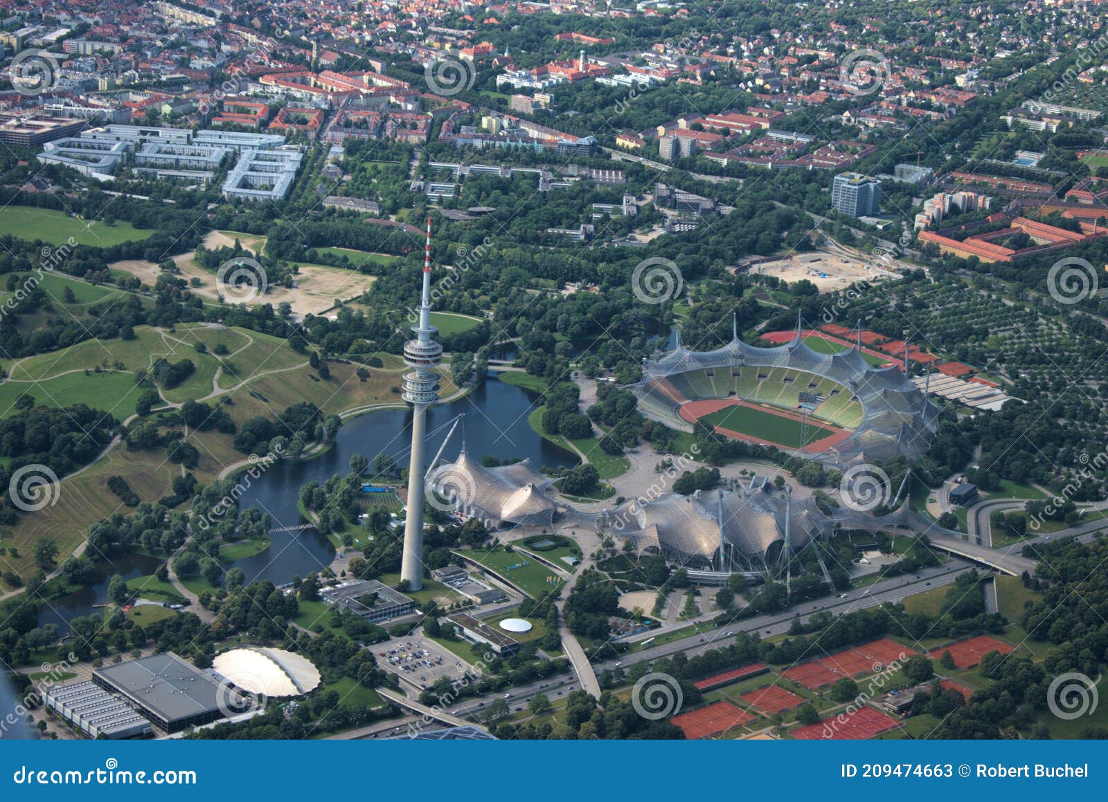 Olympic Stadium in Munich in Germany from Above 5.7.2020 Stock Image ...