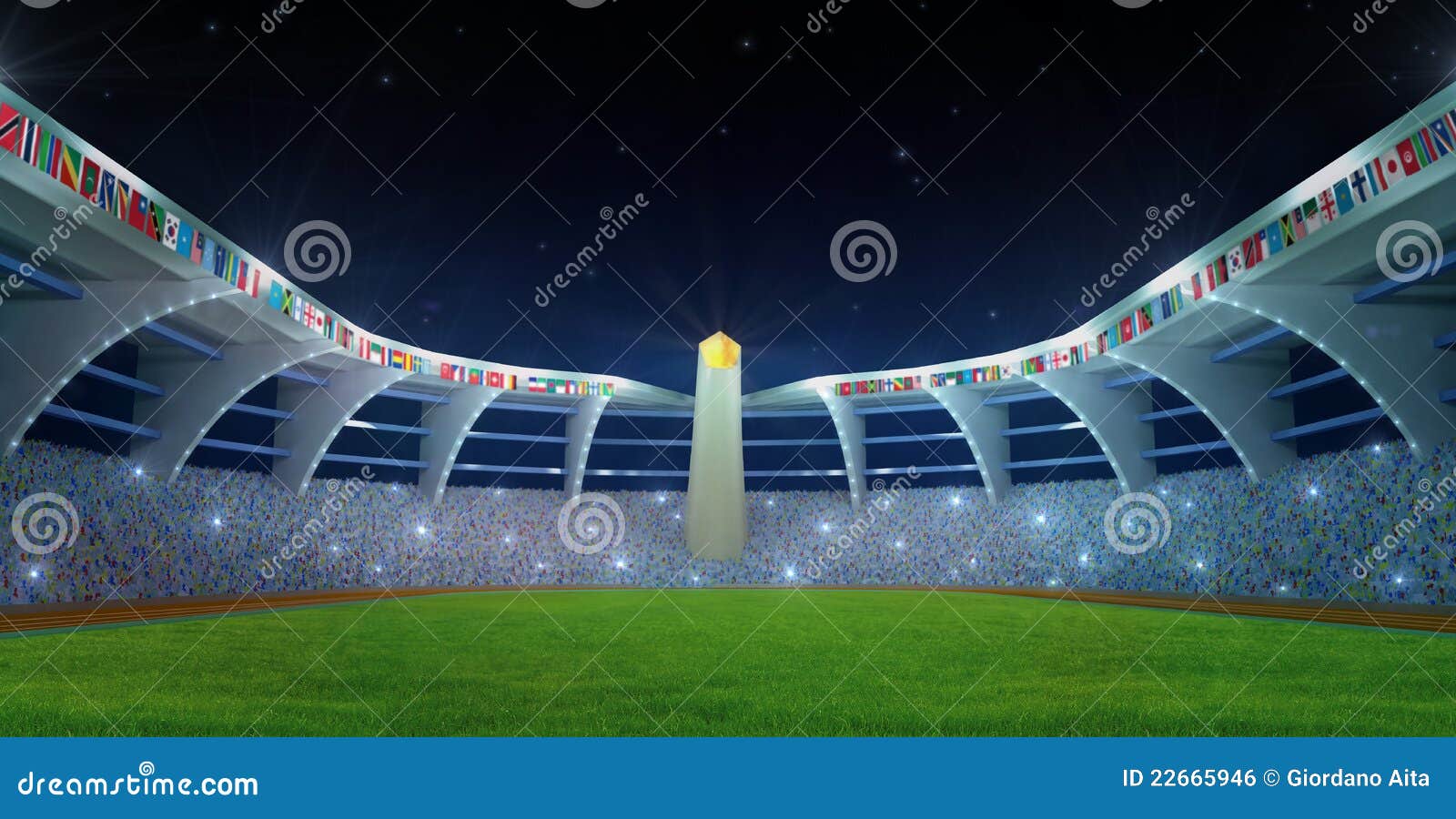 Olympic Stadium night time stock illustration. Illustration of stadium ...