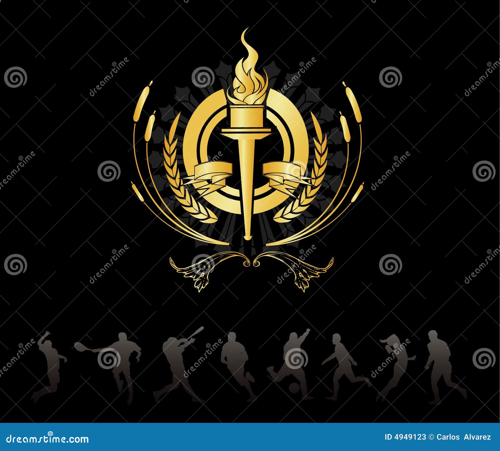 Olympic Torch Symbol With Flag Cartoon Vector | CartoonDealer.com #33046159
