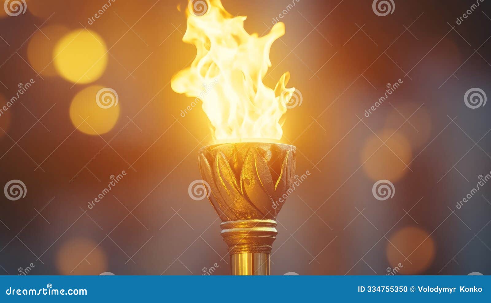 Olympic Torch with Bright Flames, Close-up. Symbol of Unity and ...