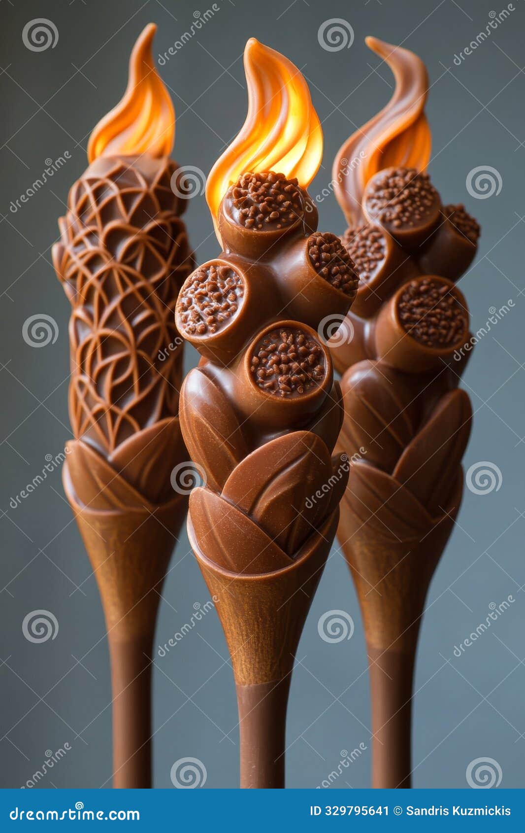 The Olympic Torch with Flame Made of Chocolate. Generative AI. Stock ...