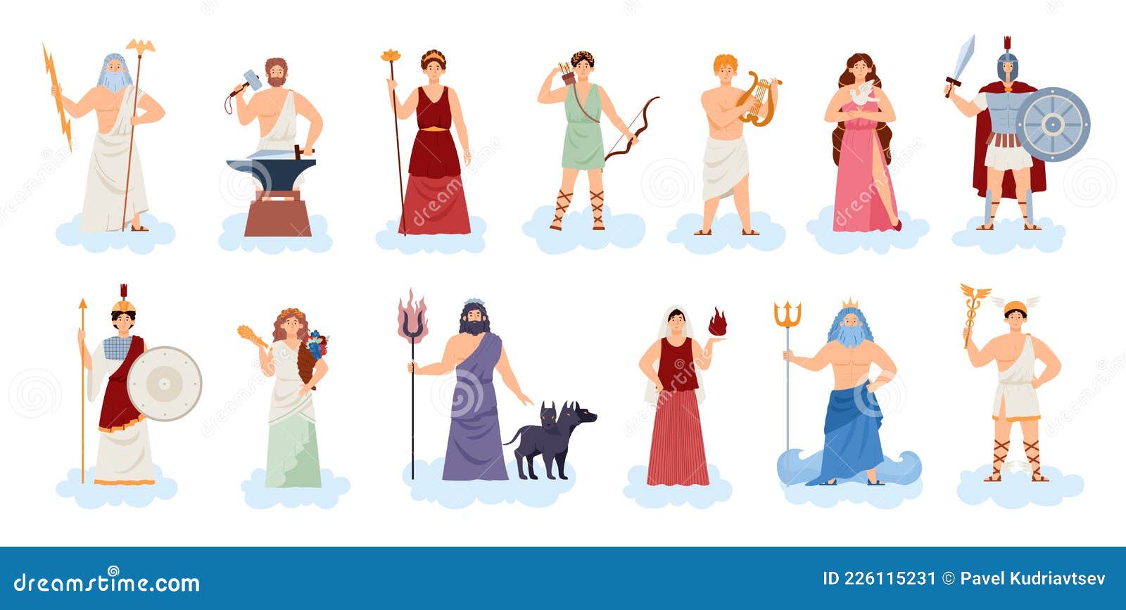 Olympische Griechische Oder Römische Götter Und Göttinnen Flache ... Olympische Griechische Oder Römische Götter Und Göttinnen Flache ...