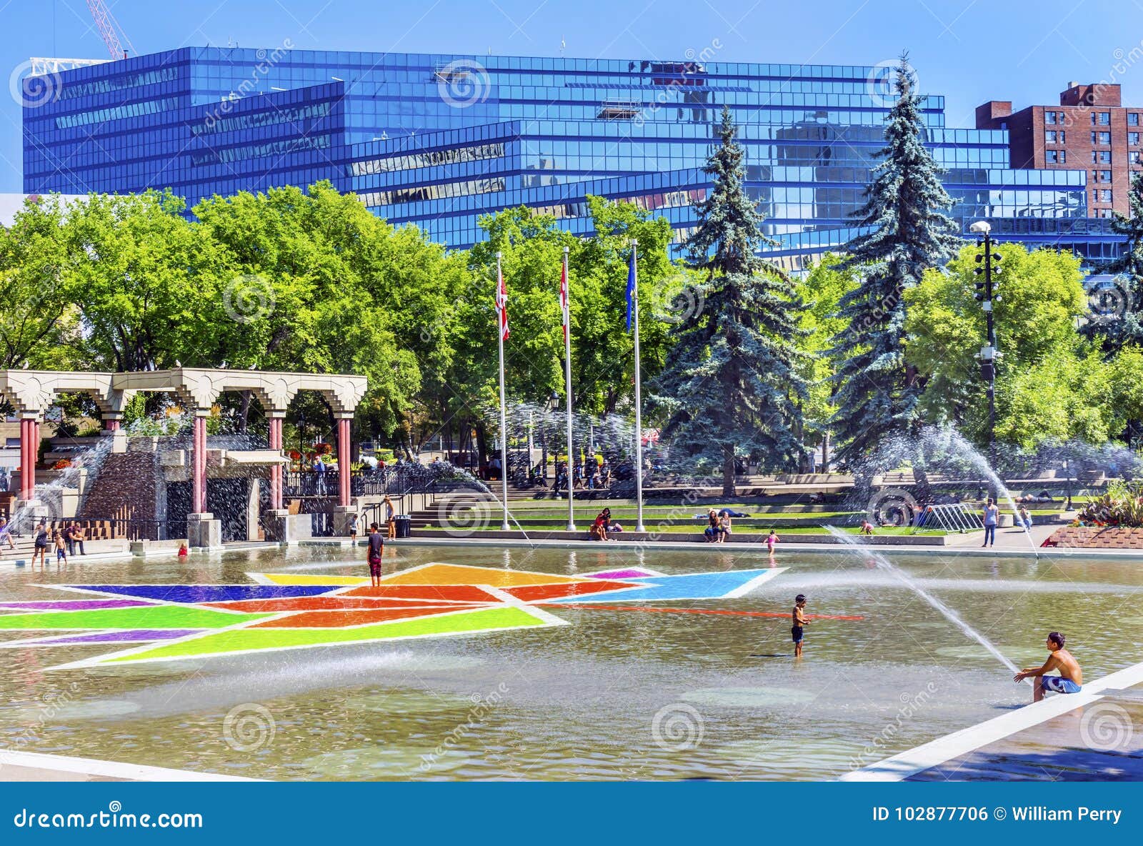 Olympische Piazza-Brunnen Calgary Alberta Canada Redaktionelles Foto ...