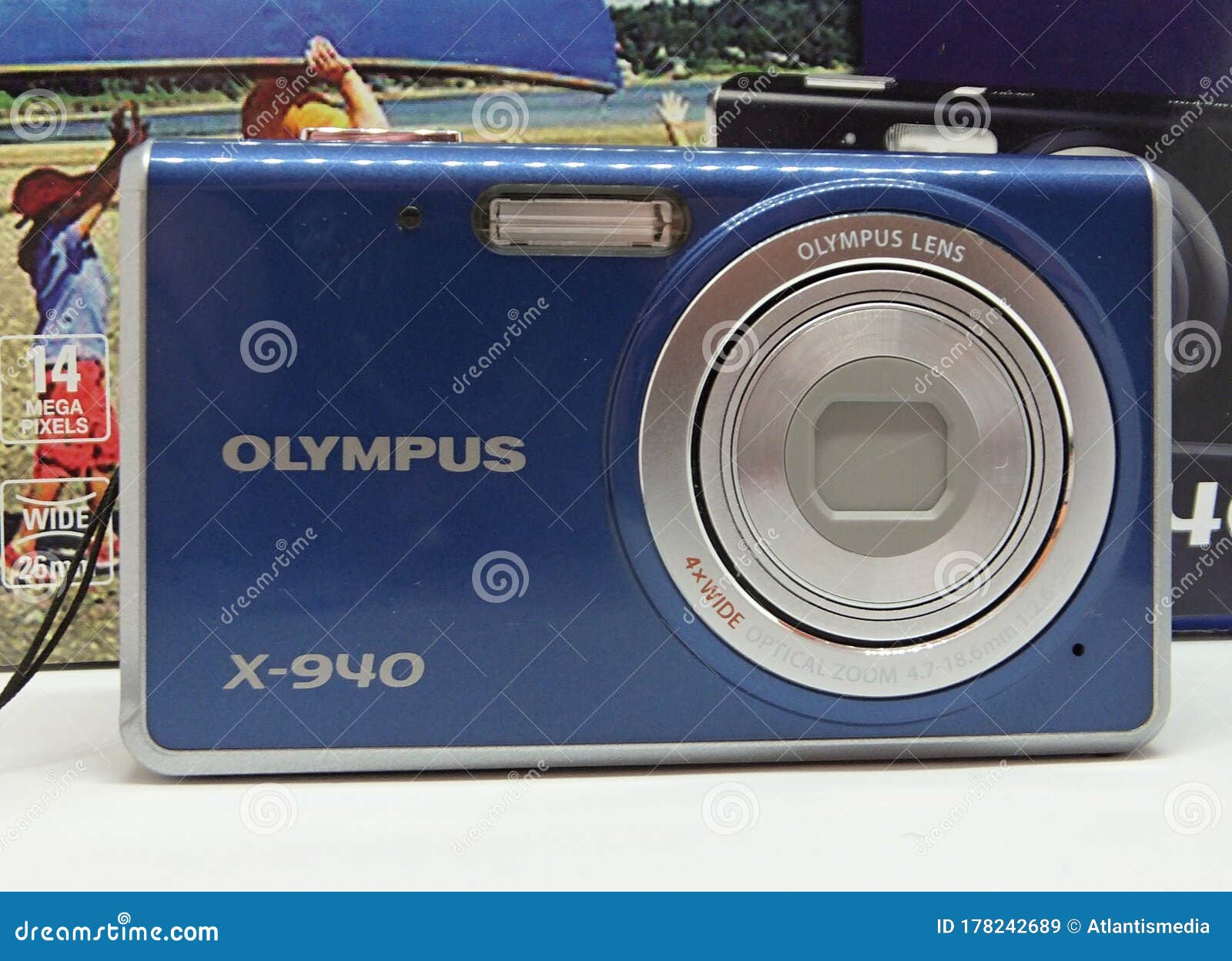 Olympus X-940 Digital Compact Camera in Blue Editorial Stock Image ...