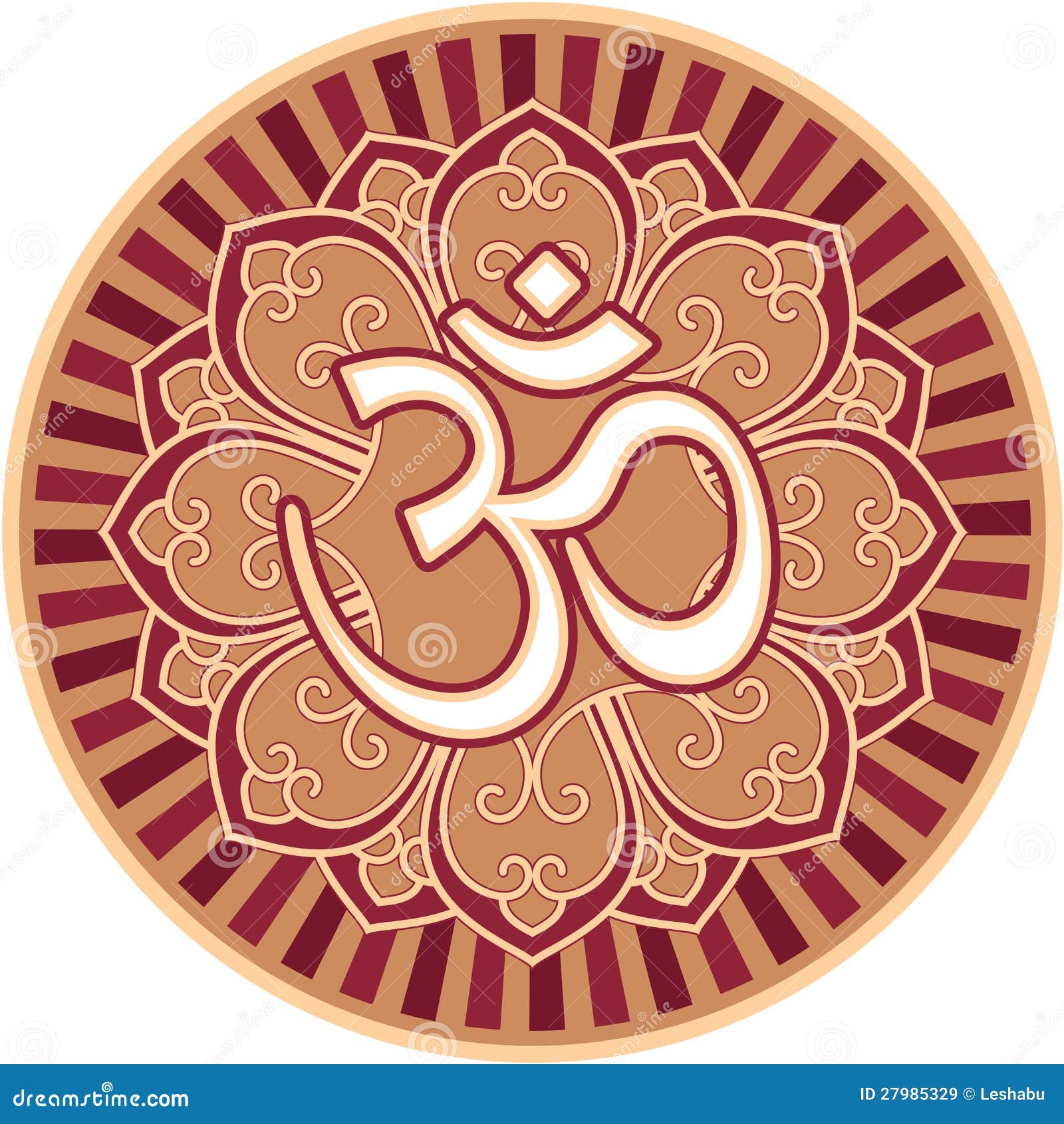 Om - Aum - Symbool in De Rozet Van De Bloem Vector Illustratie ...