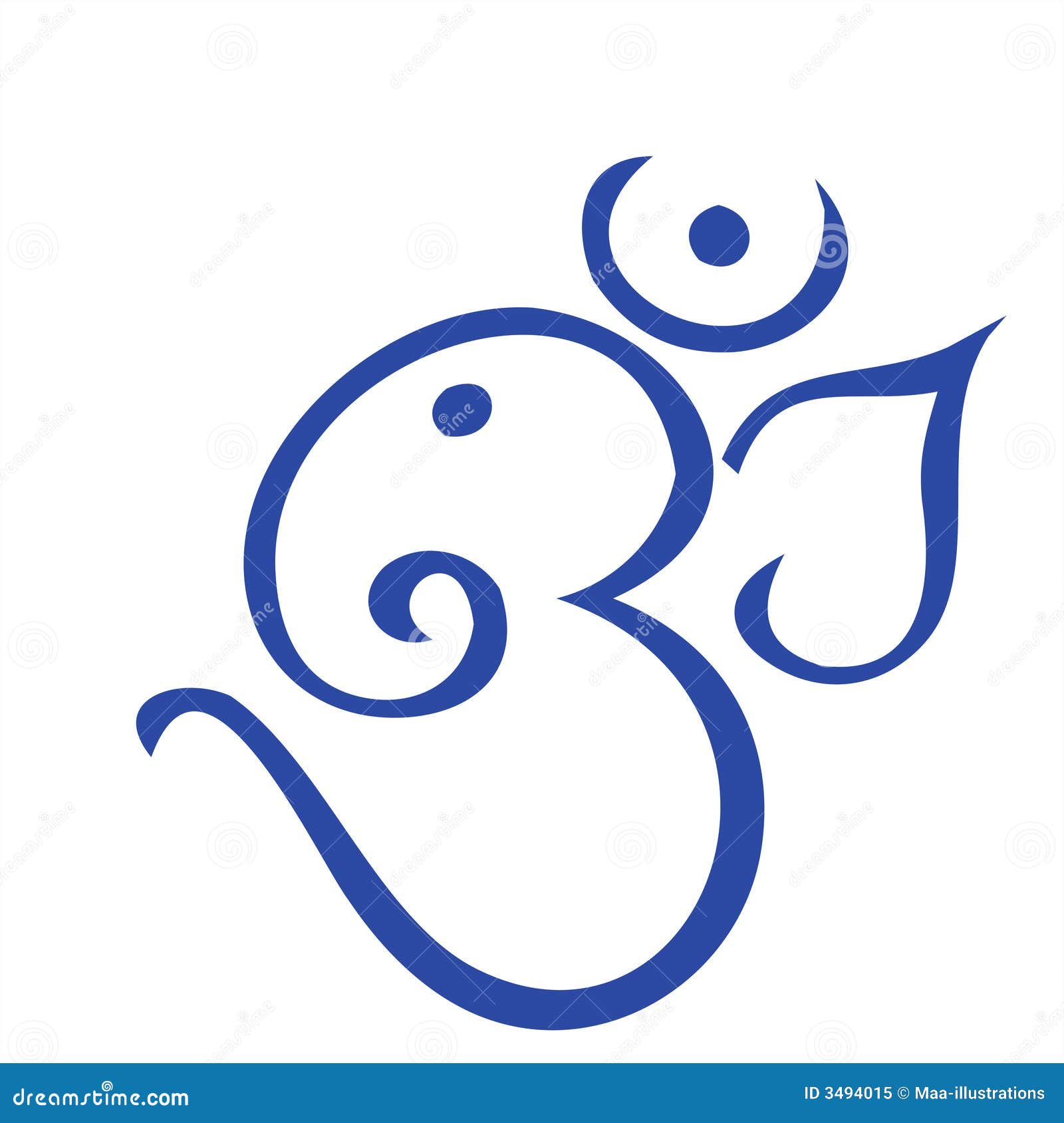 Om in blue stock vector. Illustration of elephant, holiness - 3494015