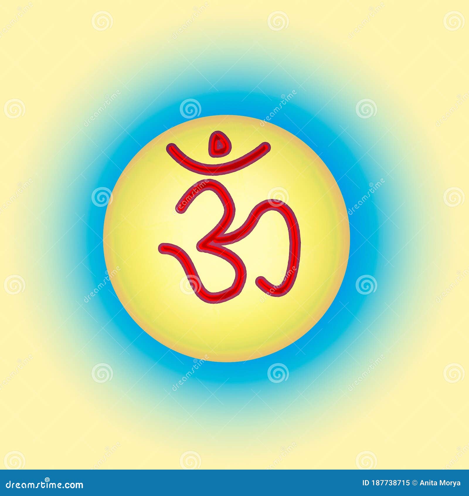 Om and Blue Gradiant Background Stock Illustration - Illustration of ...