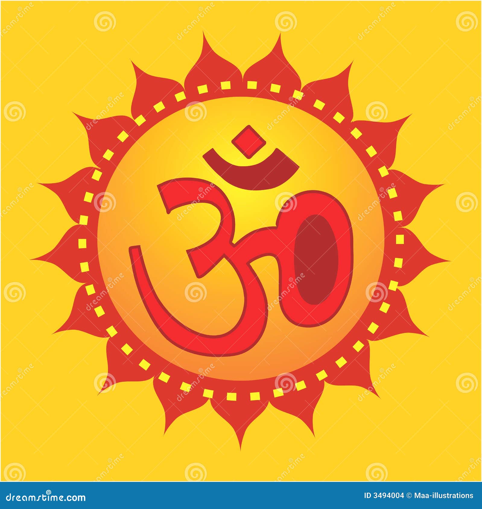 Om in decorated yellow stock vector. Illustration of indian - 3494004