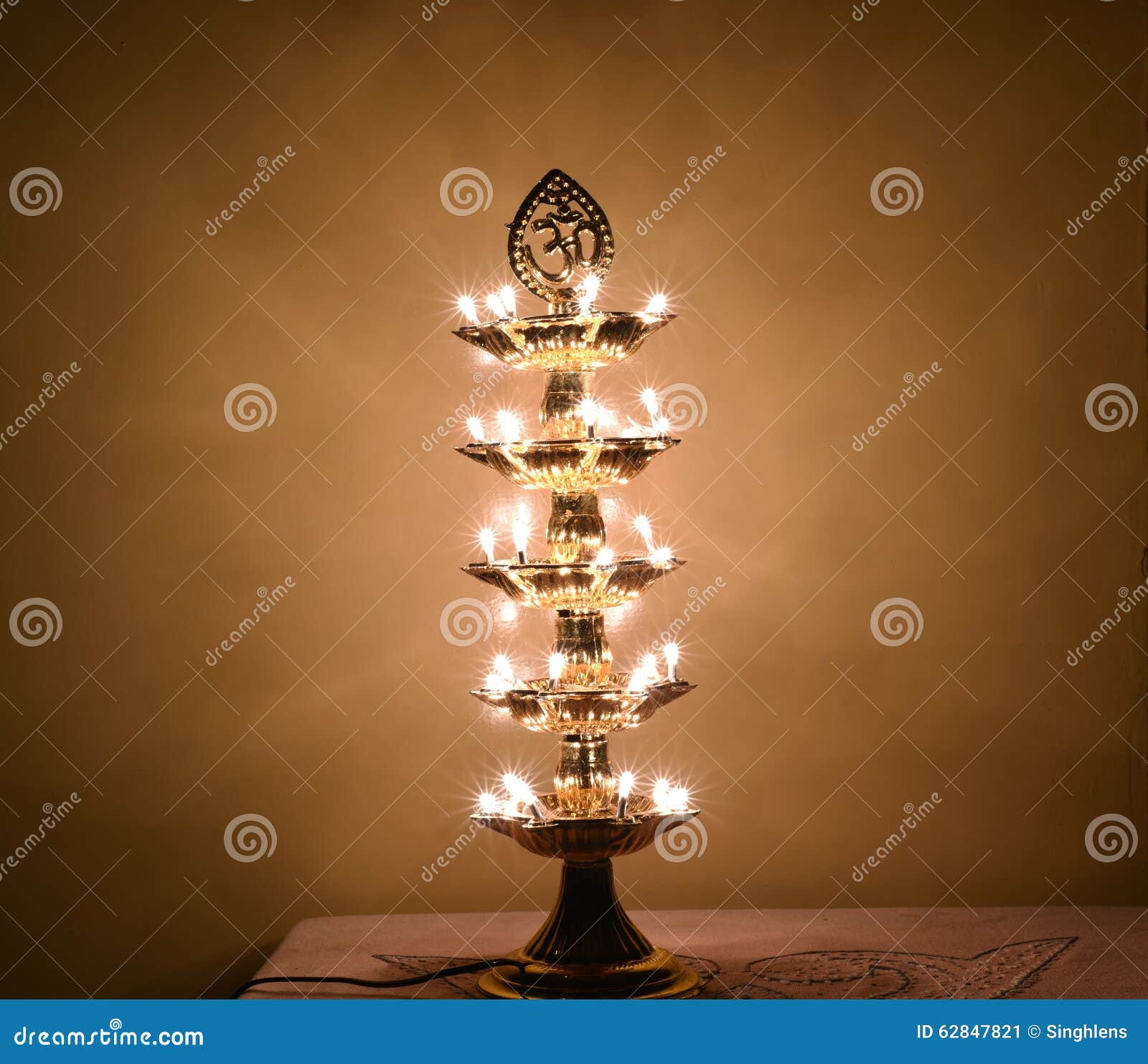 Om Indian Religious Symbol with Shining LED Lights Stock Image - Image ...