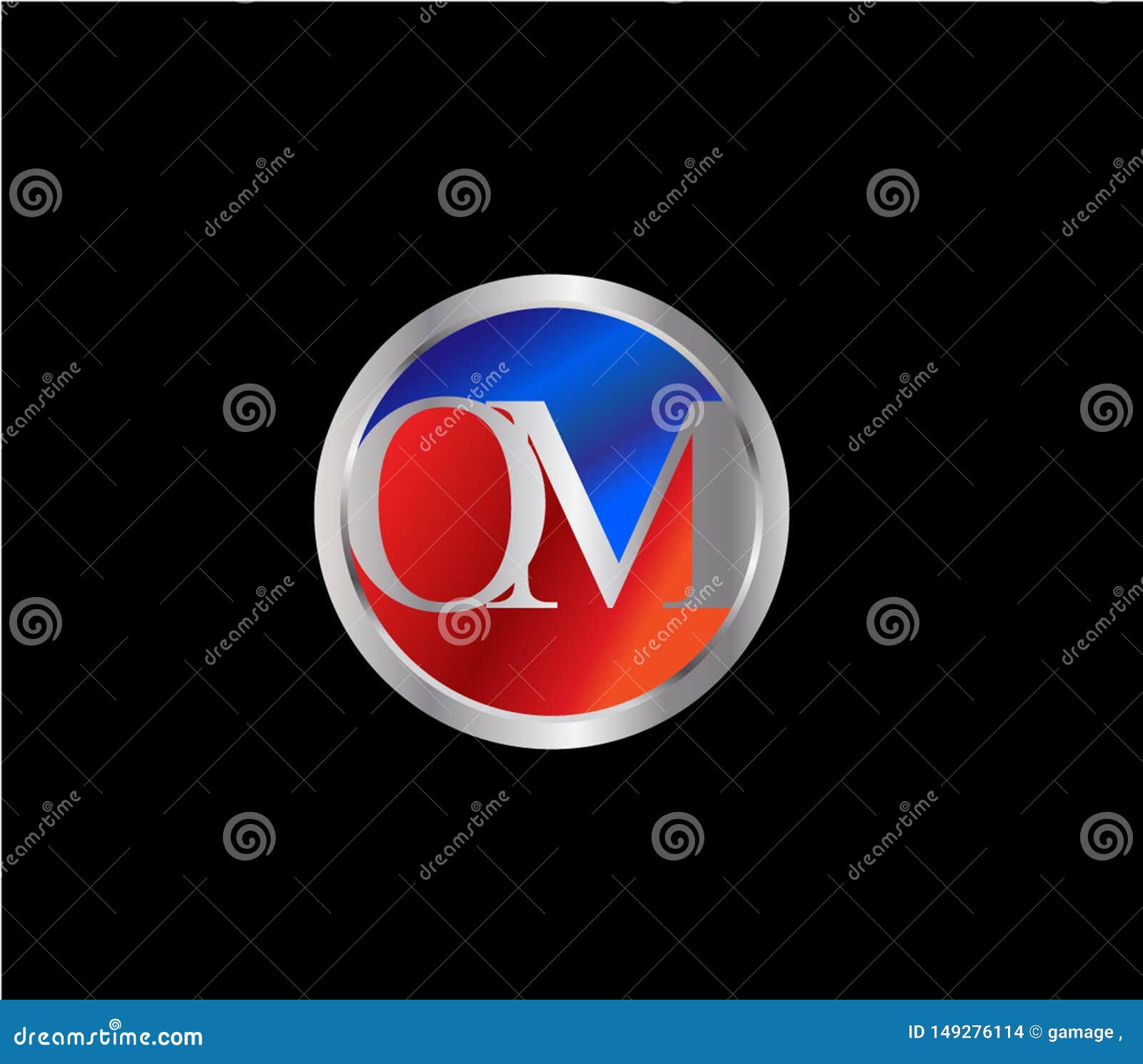 OM Initial Circle Shape Red Blue Silver Color Later Logo Design Stock ...