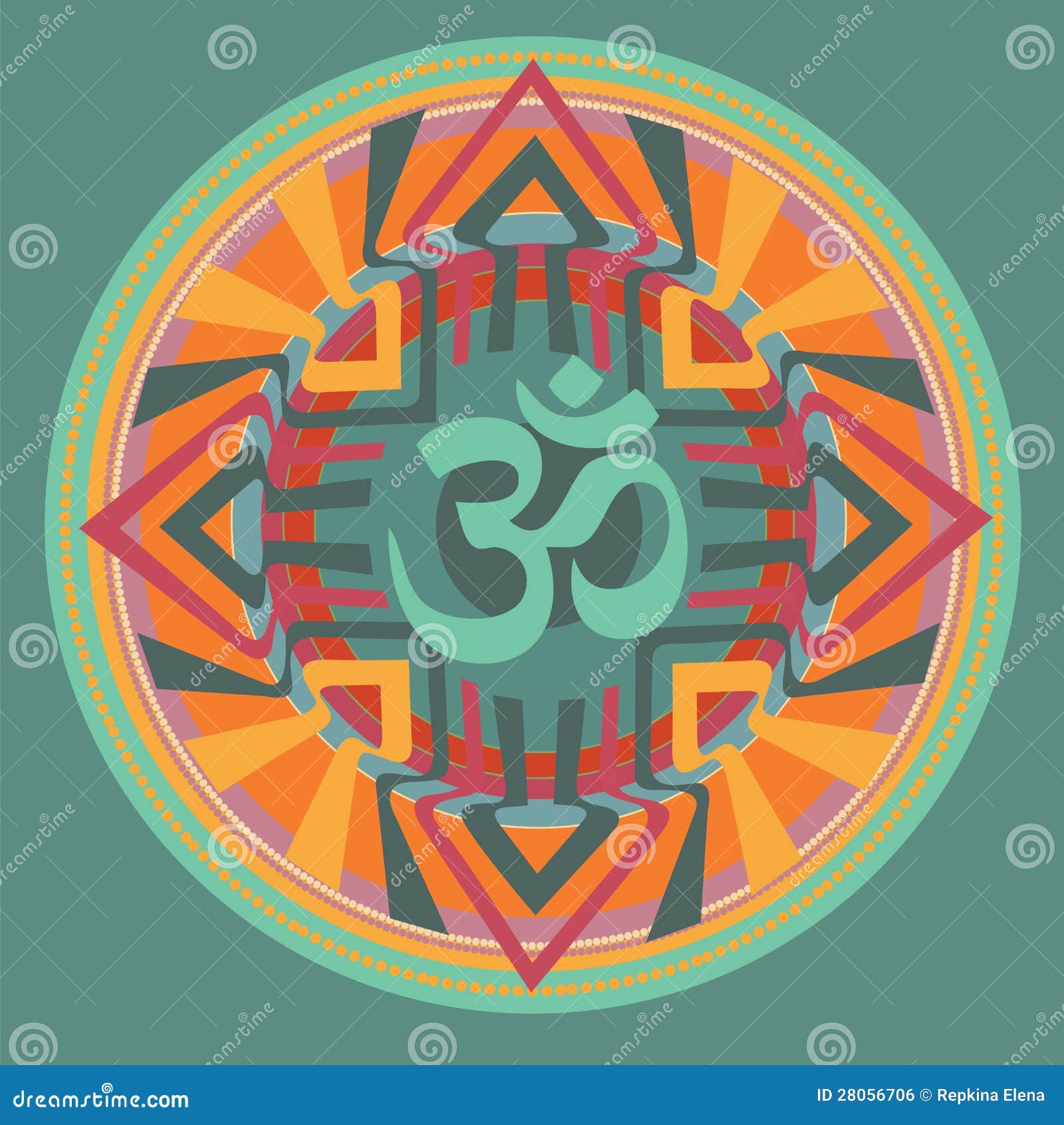 Om inside mandala stock vector. Illustration of sign - 28056706