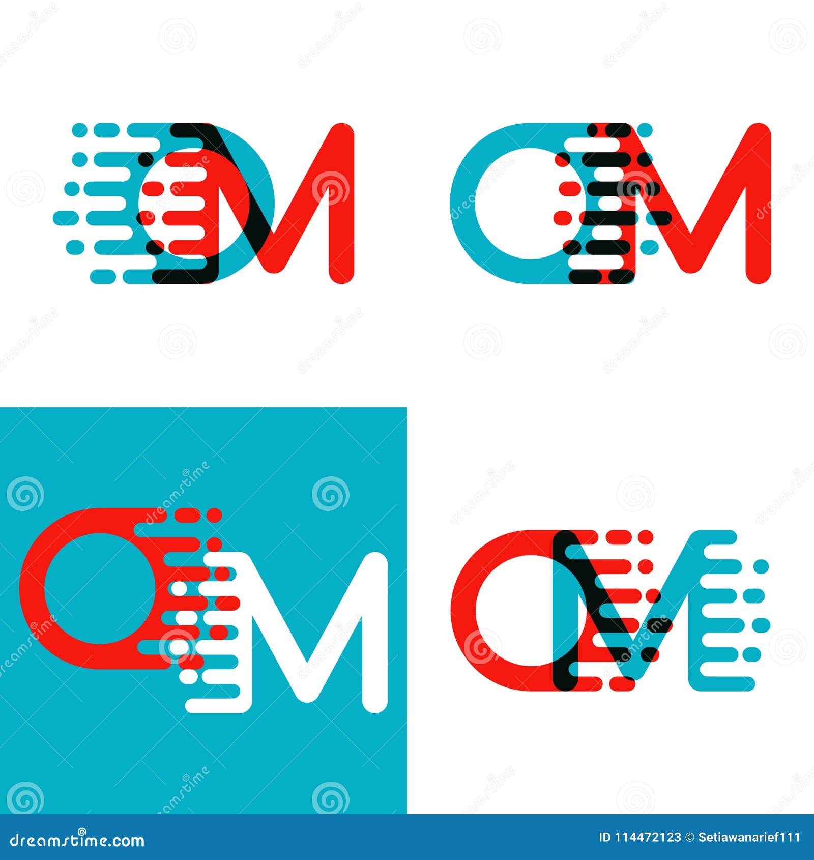 OM Letters Logo with Accent Speed in Red and Blue Stock Vector ...