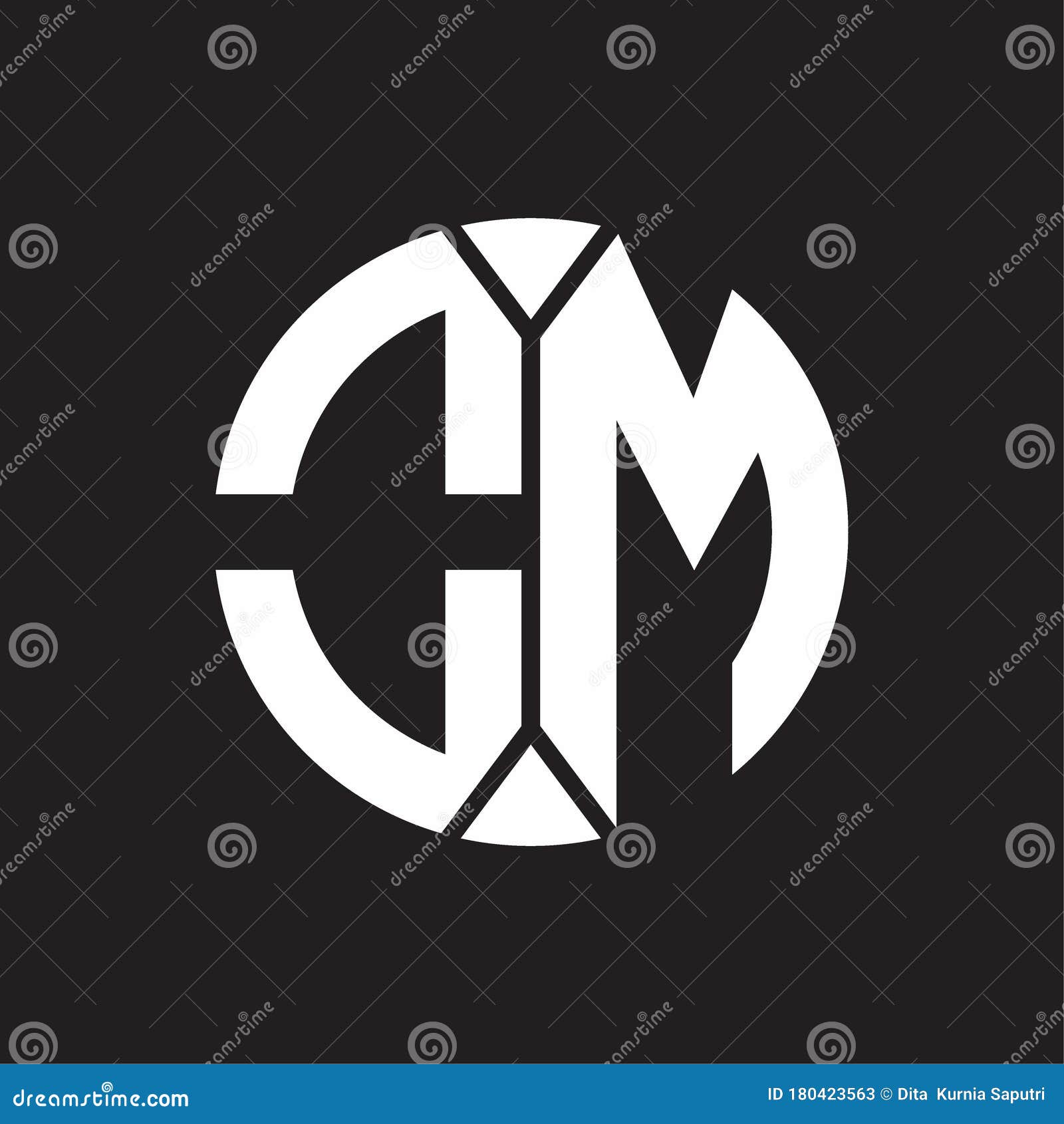 OM Logo Monogram with Piece Circle Ribbon Style Stock Illustration ...