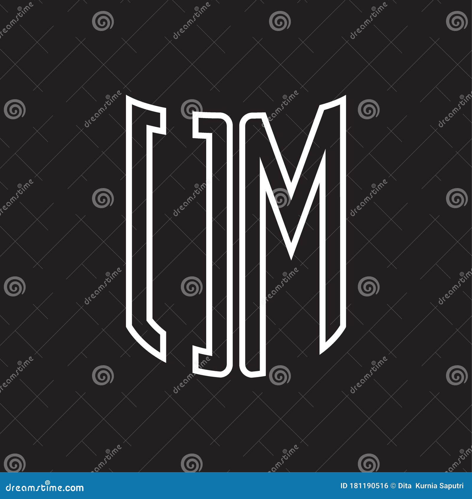 OM Logo Monogram with Ribbon Style Outline Design Template Stock Vector ...