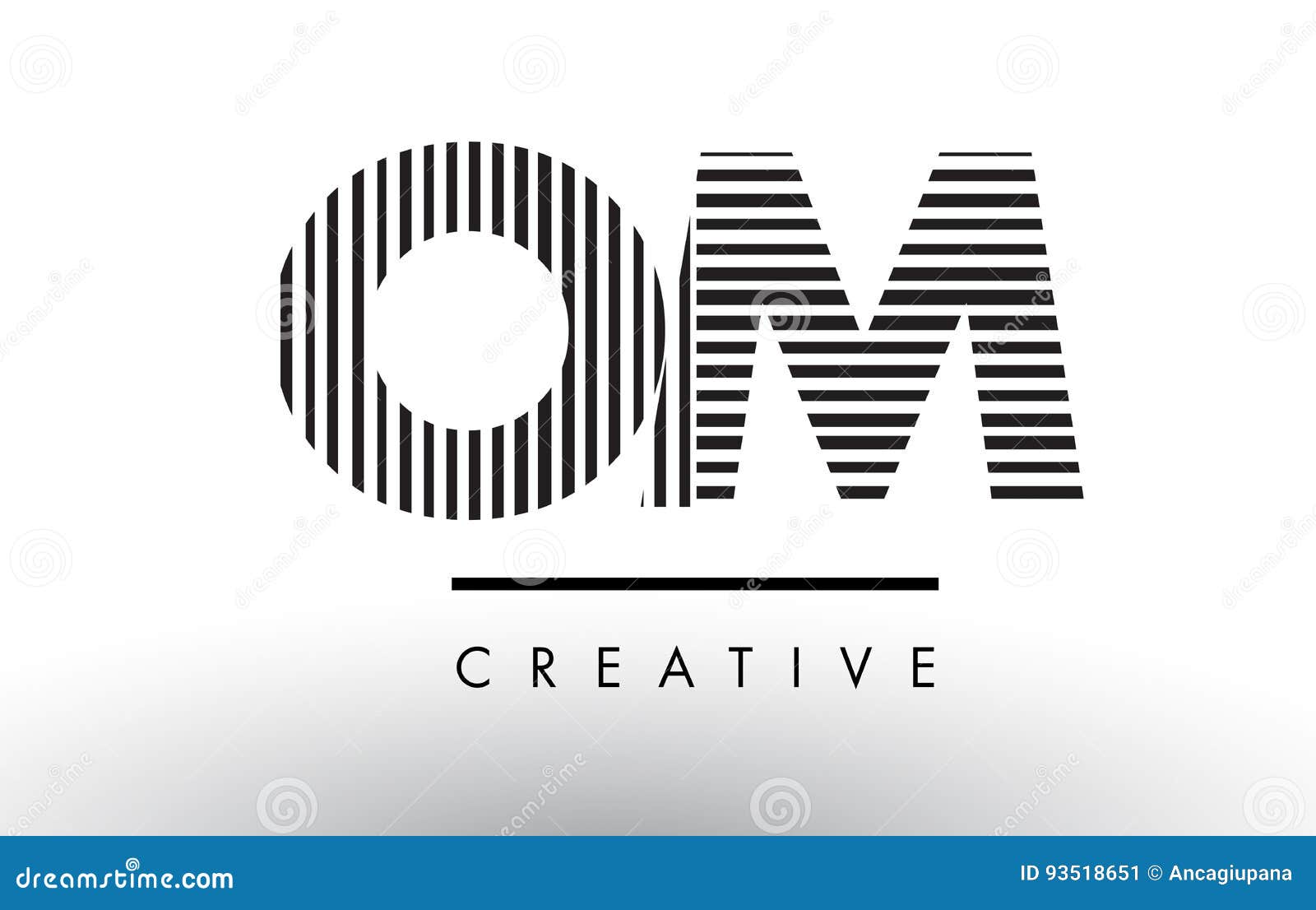 OM O M Black and White Lines Letter Logo Design. Stock Vector ...