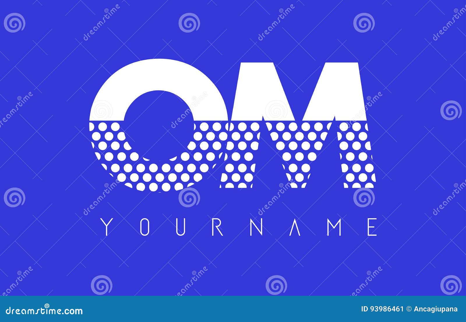 OM O M Dotted Letter Logo Design with Blue Background. Stock Vector ...