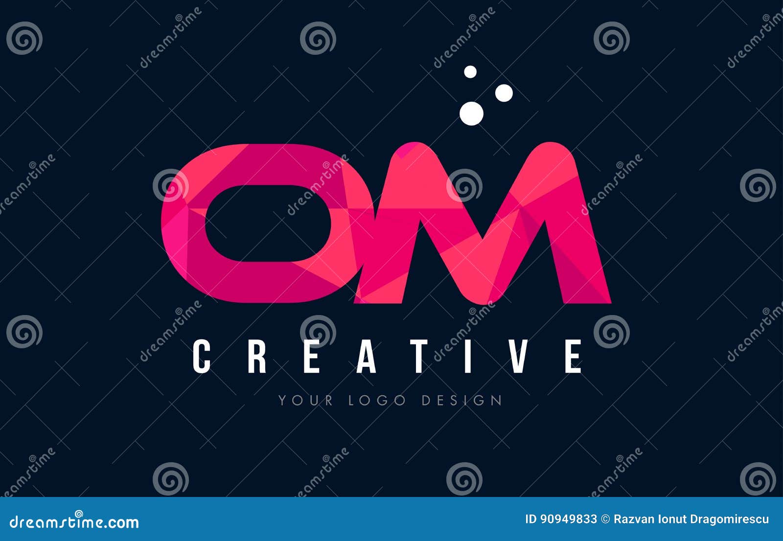 OM O M Letter Logo with Purple Low Poly Pink Triangles Concept Stock ...
