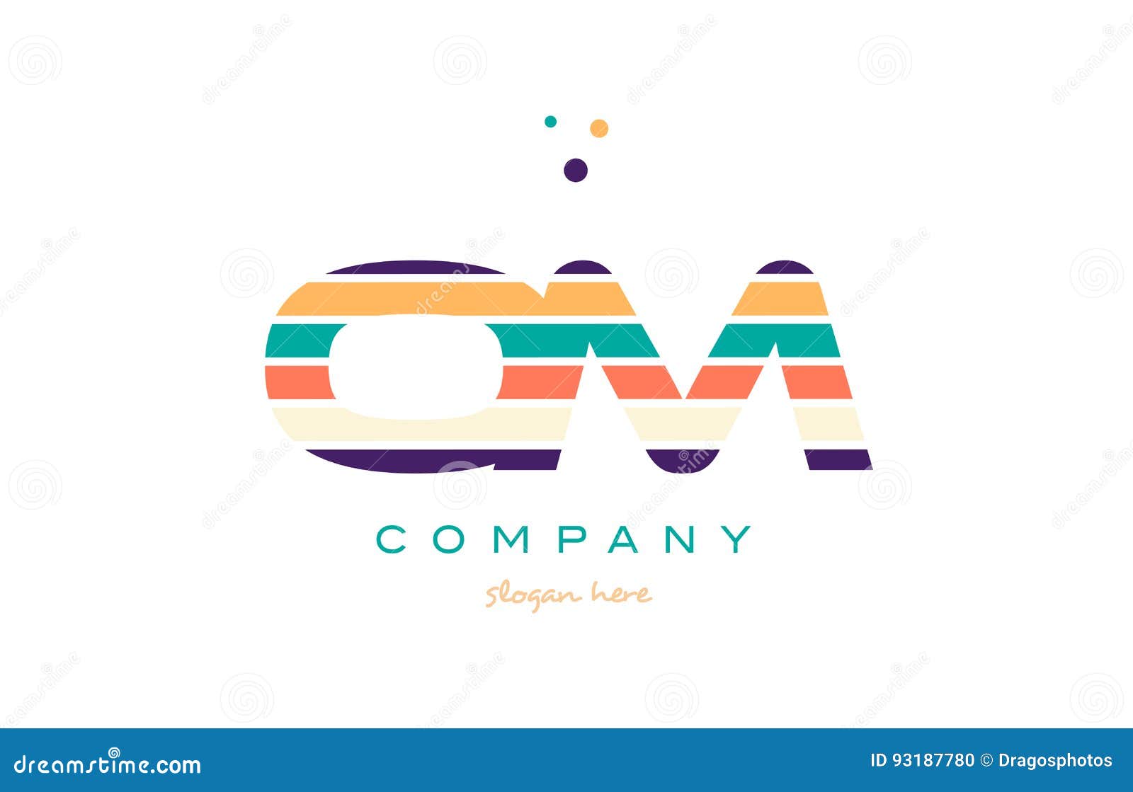 Om O M Line Stripes Pastel Color Alphabet Letter Logo Icon Template Vector Stock Vector