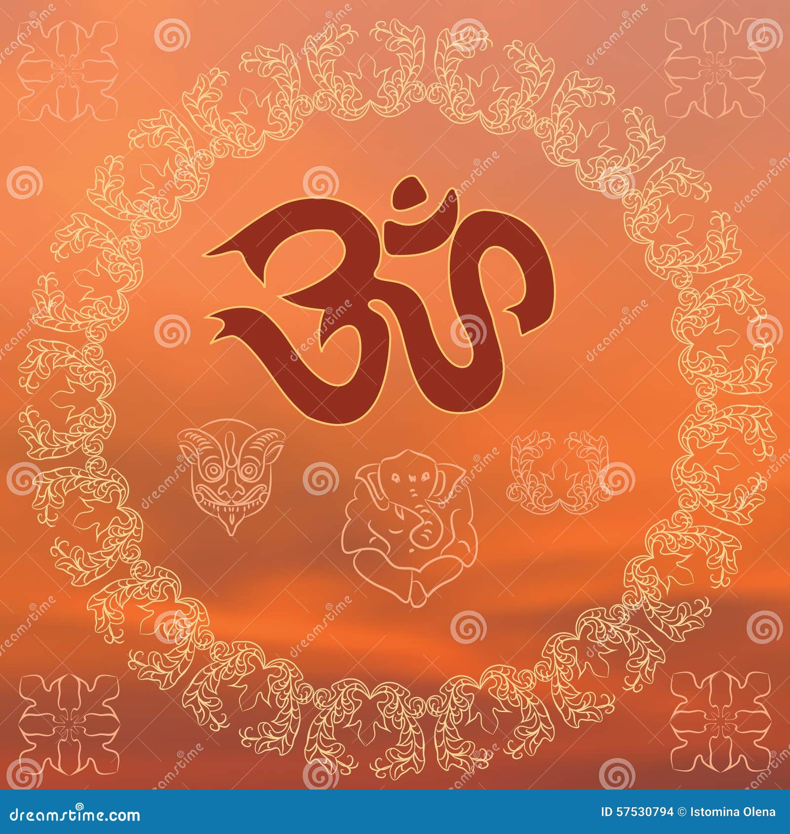 Hindu Symbols For Worship. Hindu Religion. Stock Photo | CartoonDealer ...