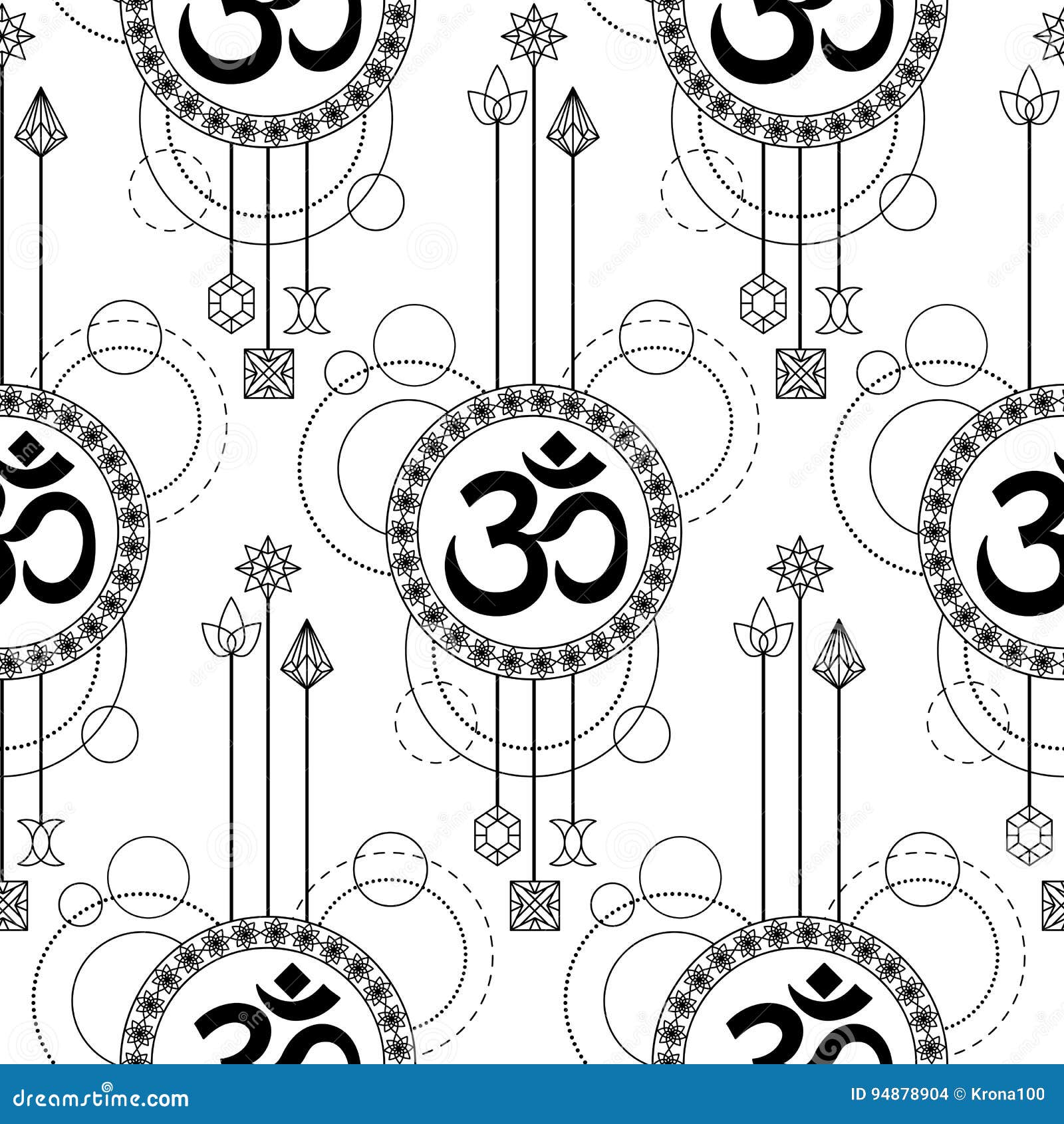 Om Seamless Pattern stock vector. Illustration of abstract - 94878904