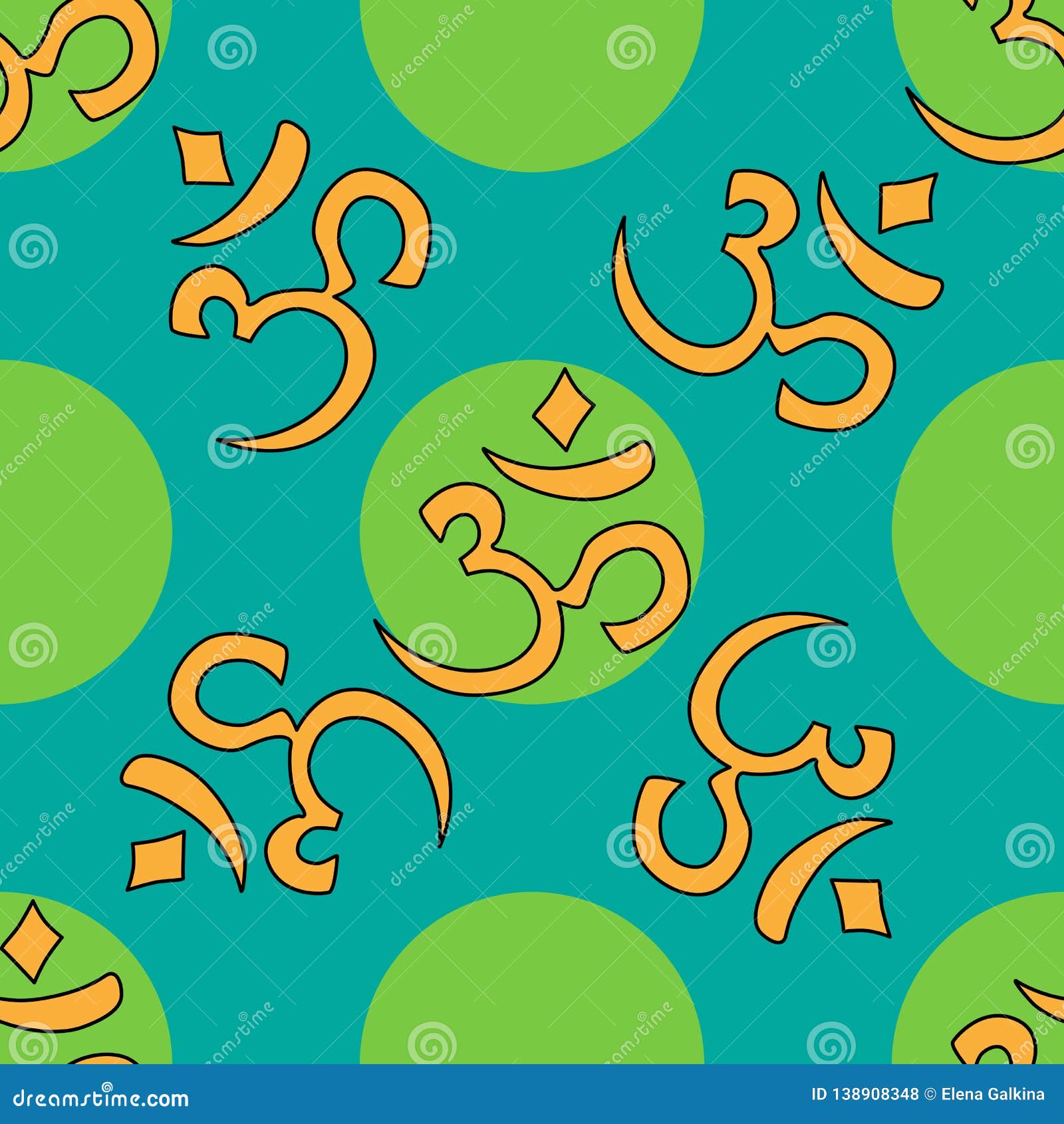 Om seamless pattern stock vector. Illustration of design - 138908348