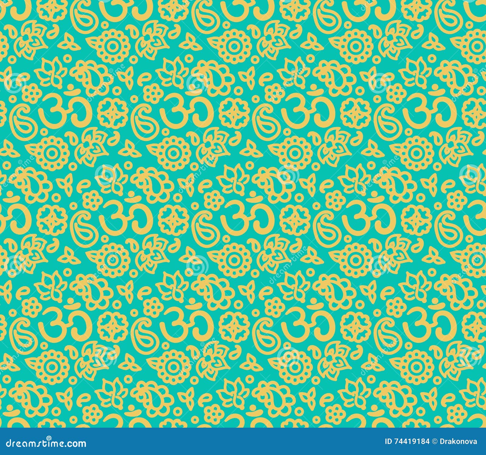 OM seamless pattern stock vector. Illustration of hippie - 74419184