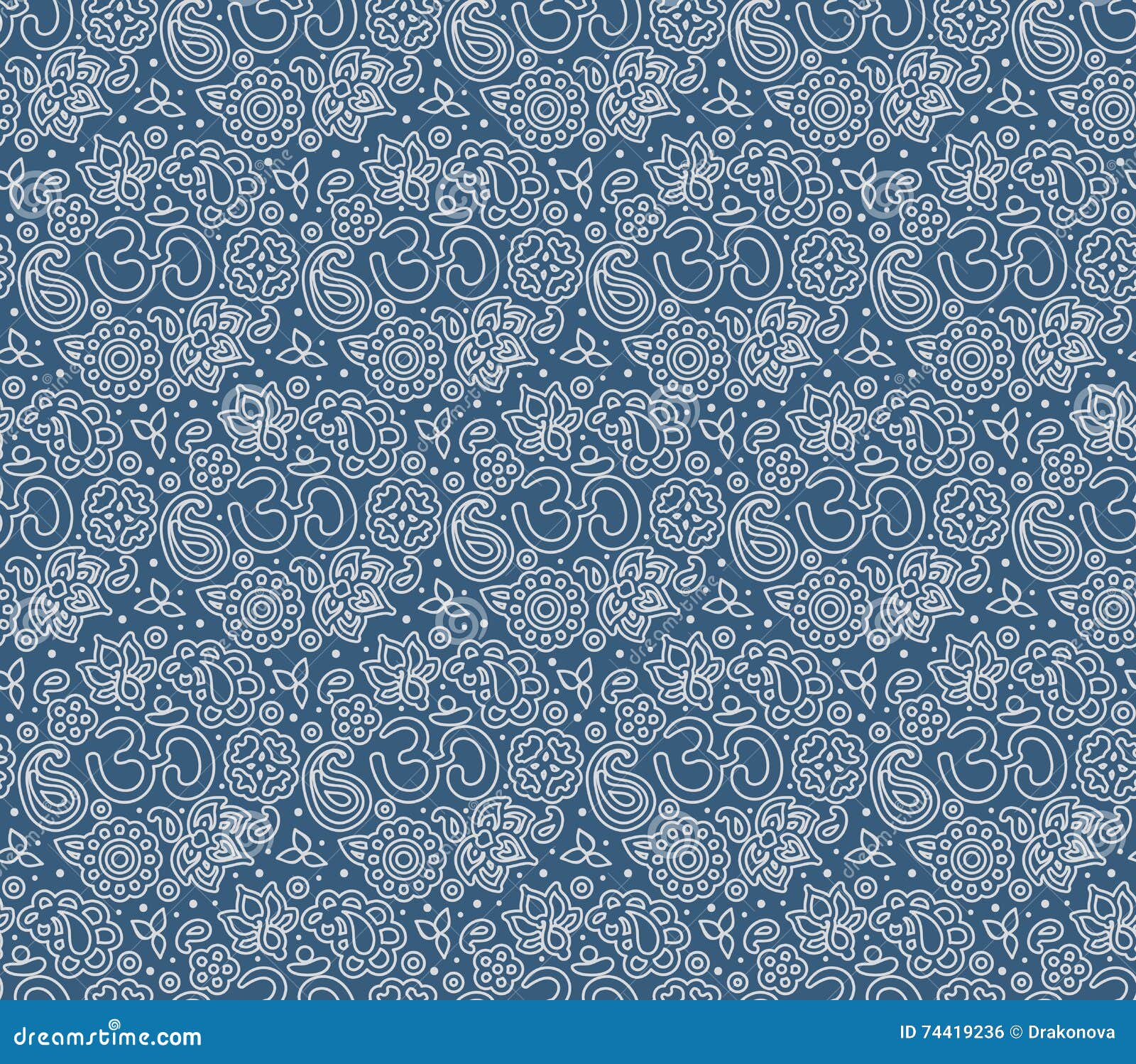 OM seamless pattern stock vector. Illustration of buddhism - 74419236