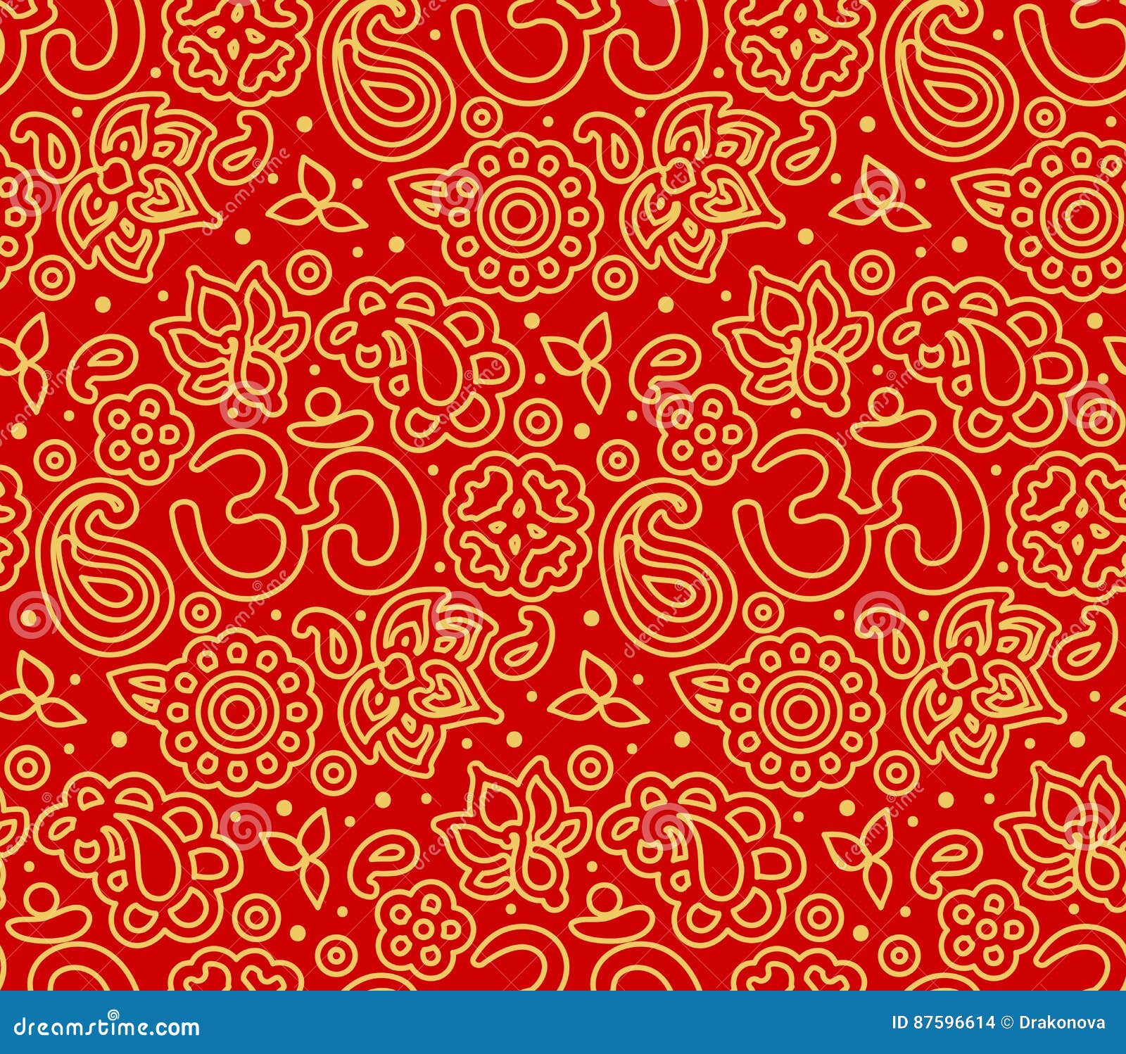 OM seamless pattern stock vector. Illustration of flower - 87596614