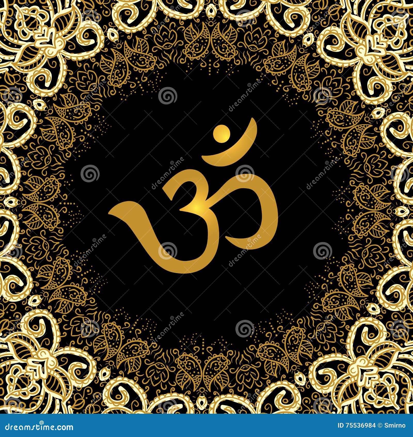 Om Sing on a Gold Mandala Background Stock Vector - Illustration of ...