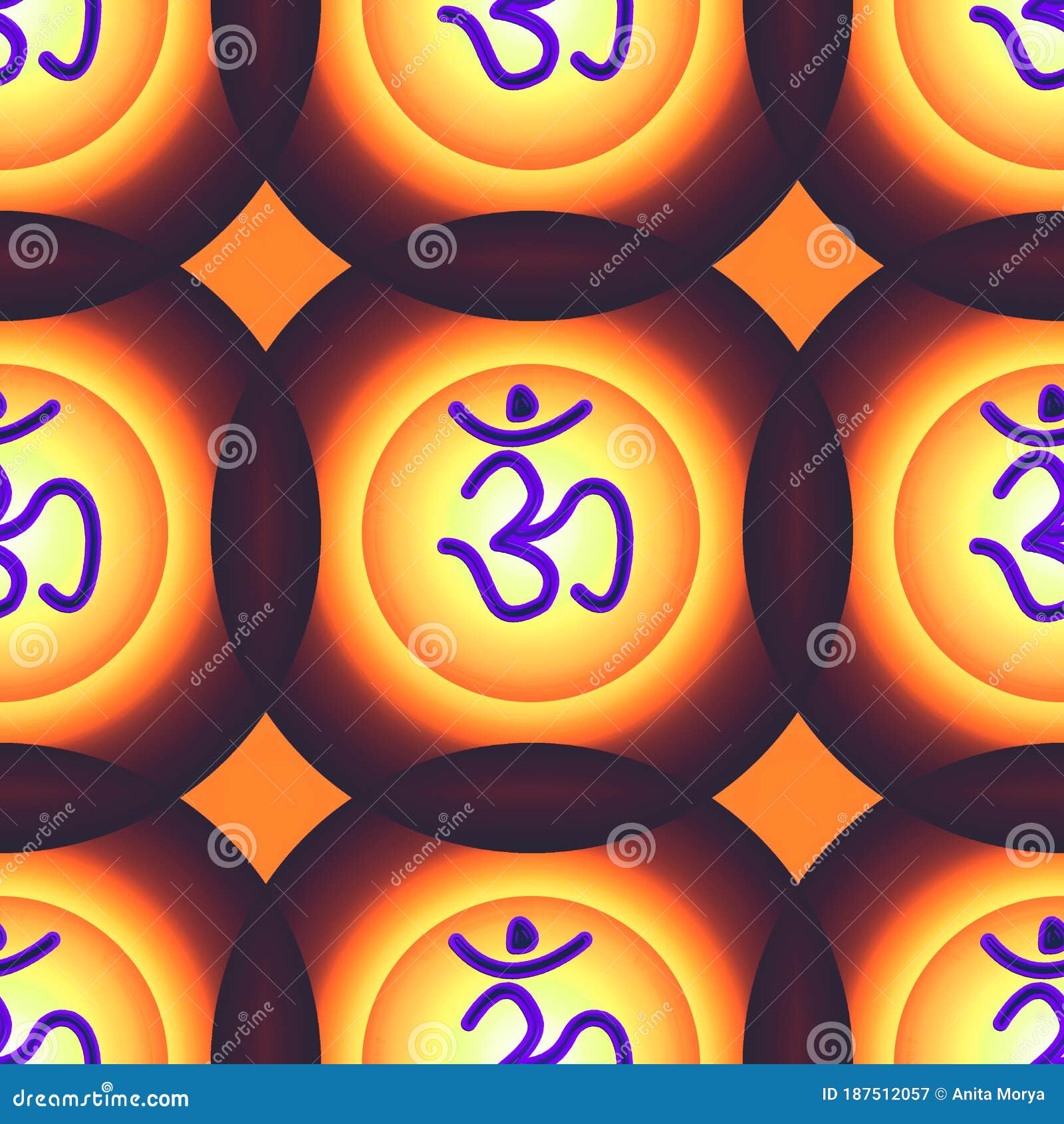 Om Symbol in a Circle Seamless Pattern Stock Illustration ...