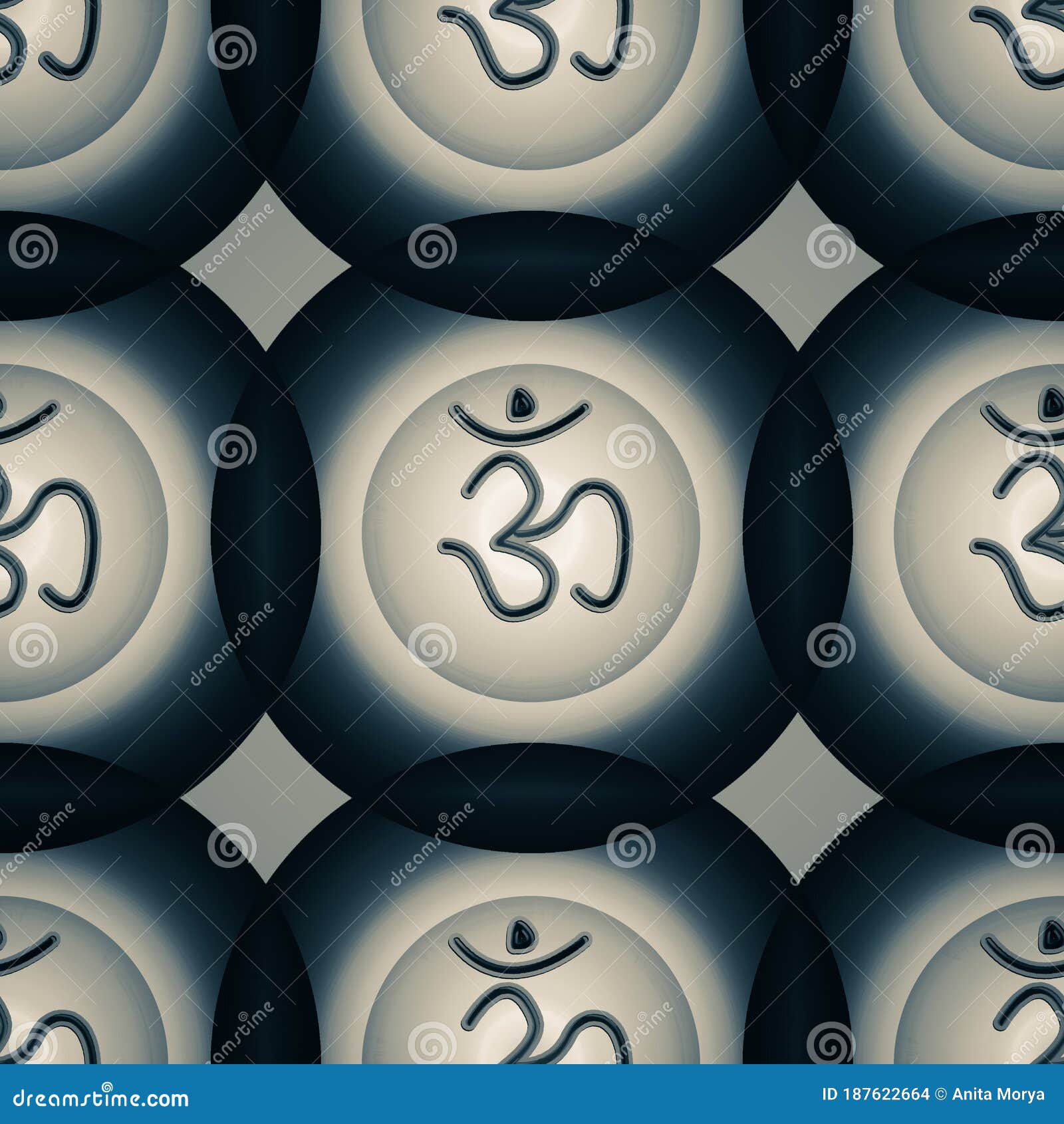 Om Symbol in a Circle Seamless Pattern Stock Illustration ...