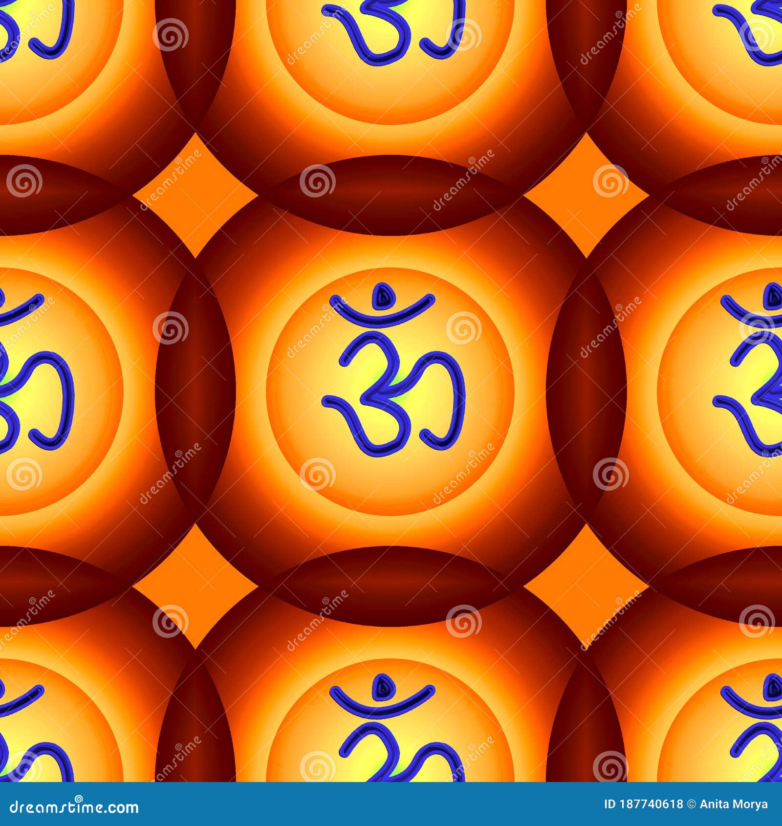 Om Symbol in a Circle Seamless Pattern Stock Illustration ...