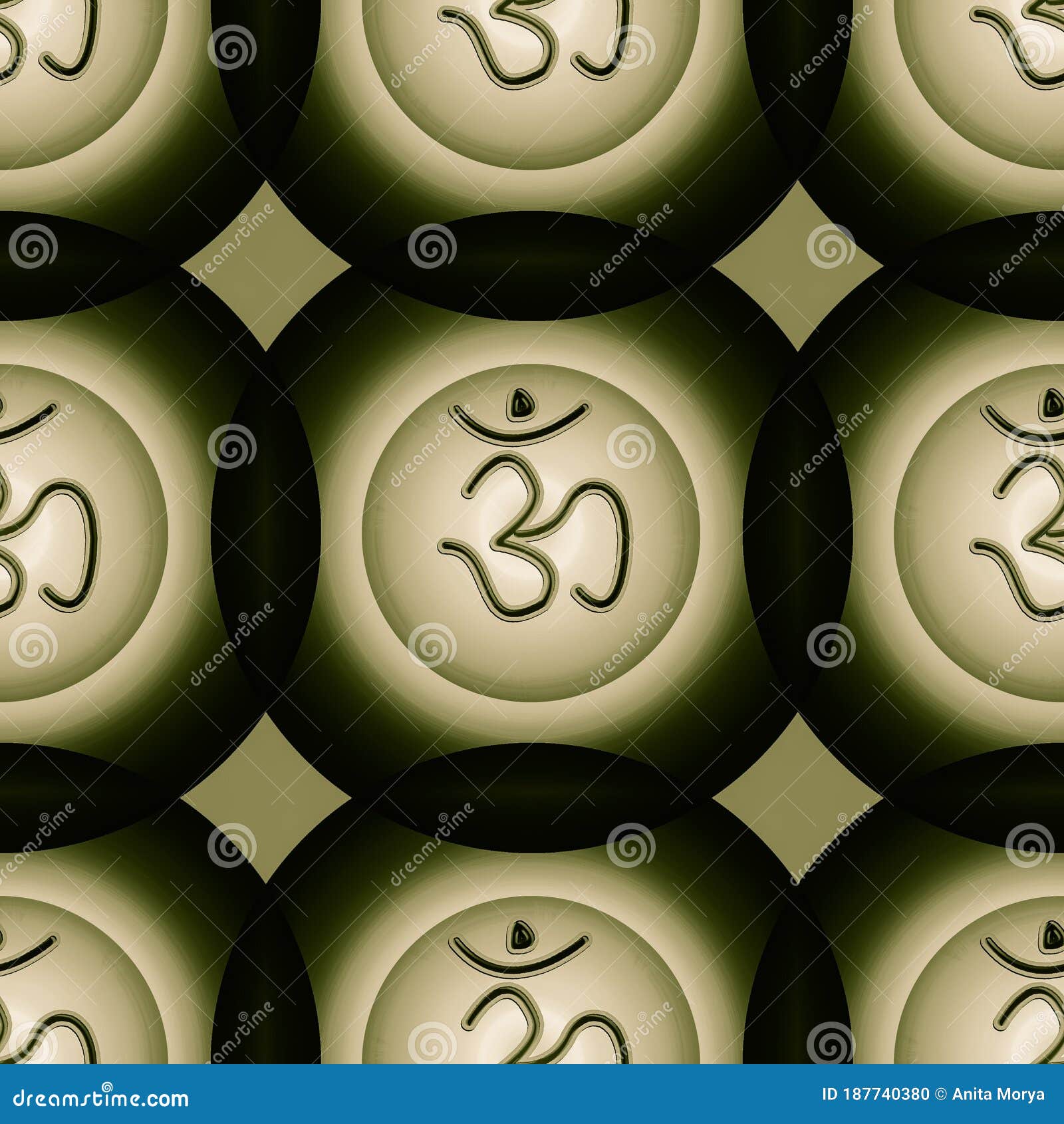 Om Symbol in a Circle Seamless Pattern Stock Illustration ...